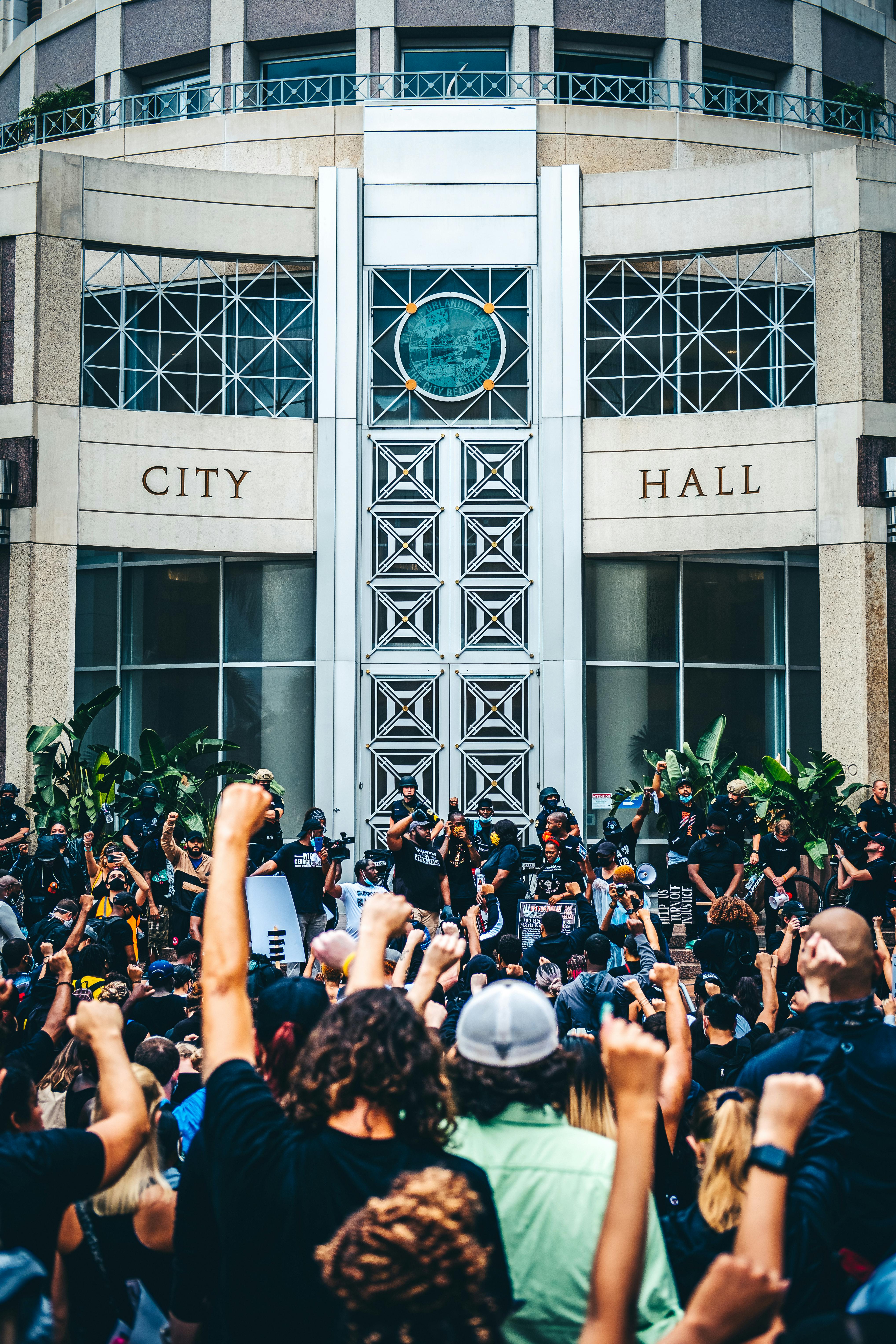 Crowd of People Protesting in Front of City Hall · Free Stock Photo