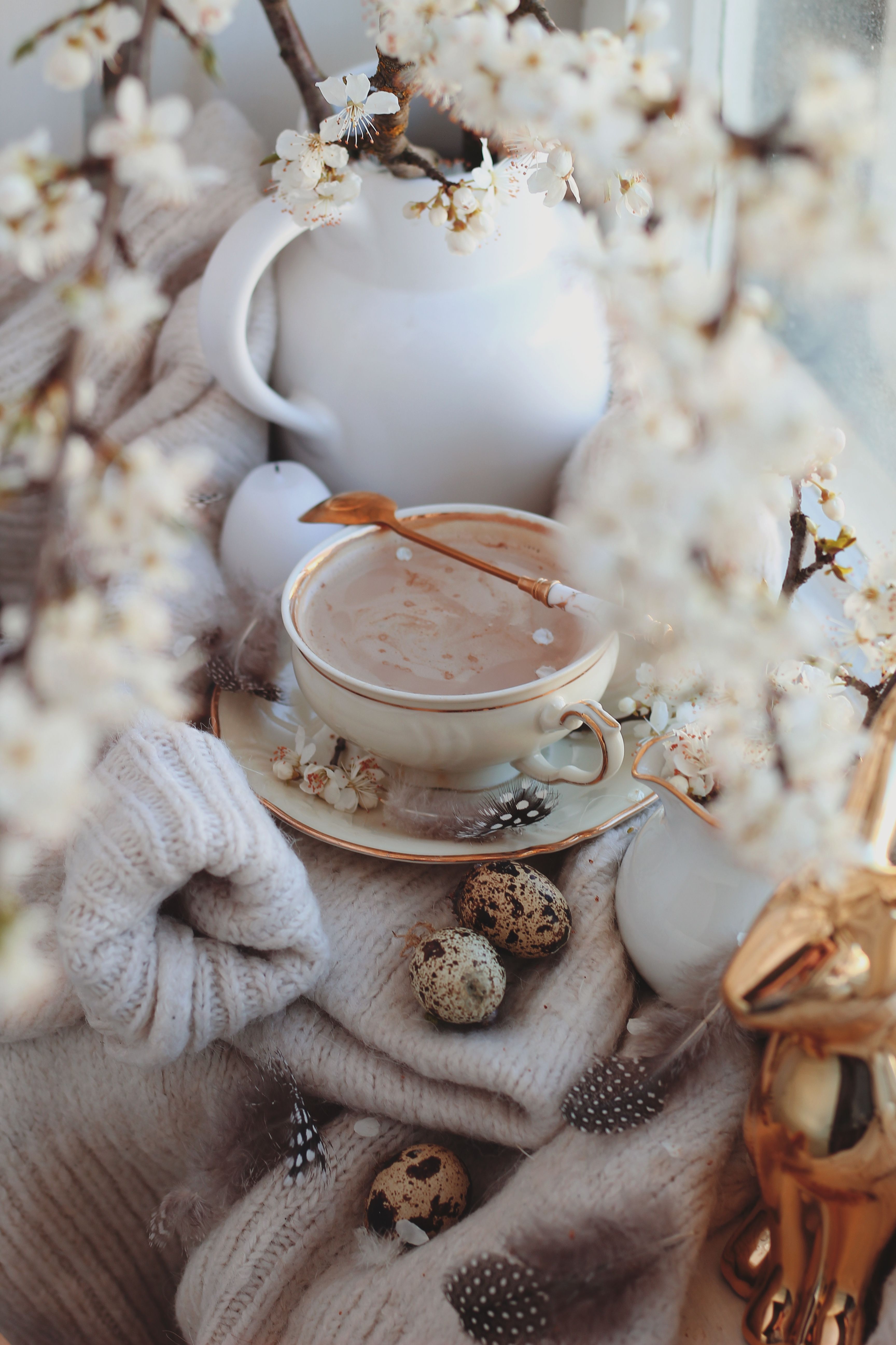 Brown Porcelain Coffee Cups on a Wooden Table · Free Stock Photo