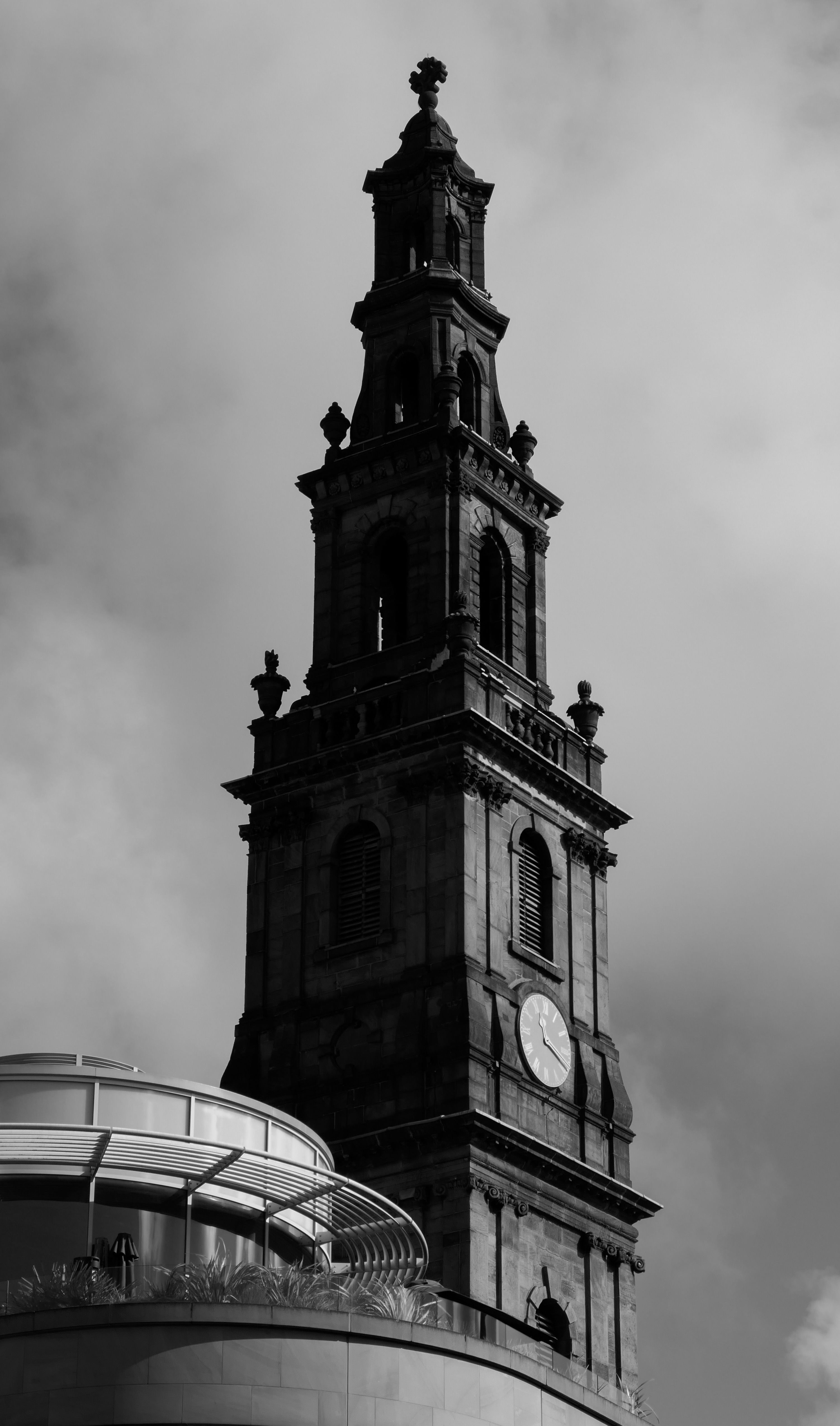 Grayscale Photo of Clock Tower under the Sky · Free Stock Photo