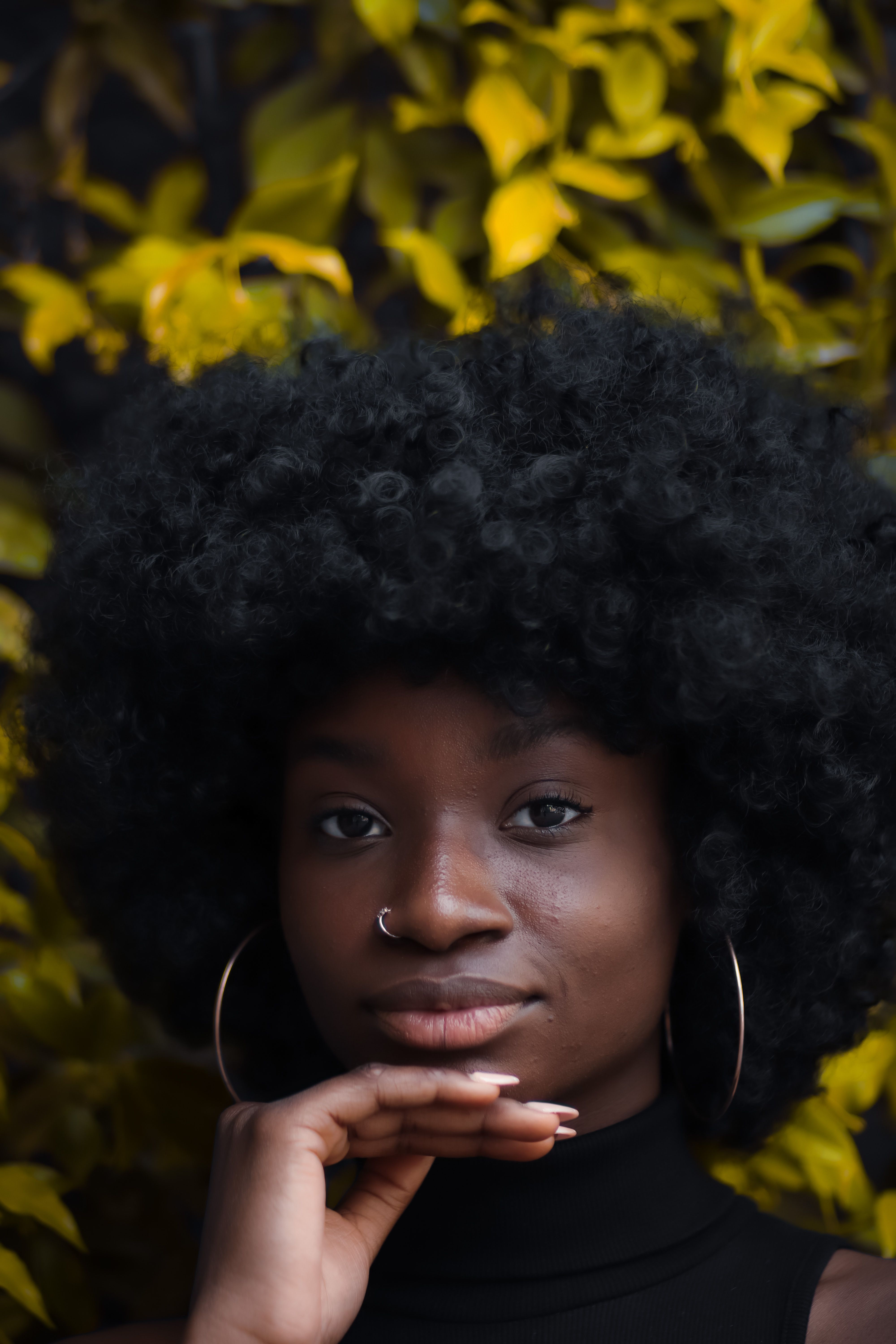 Close-Up of a Woman with Afro Hair · Free Stock Photo