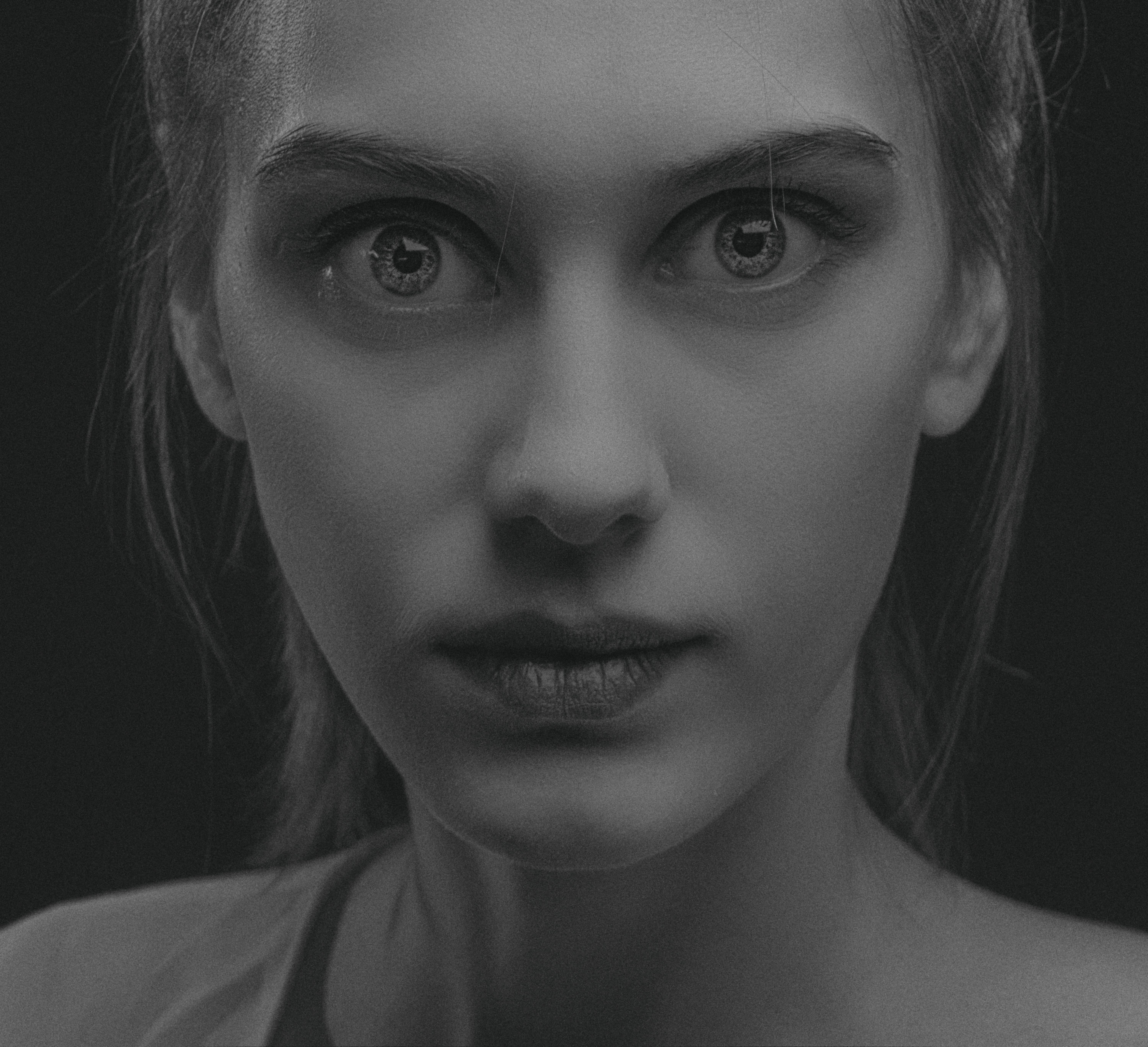 Grayscale Photo of Woman's Face · Free Stock Photo