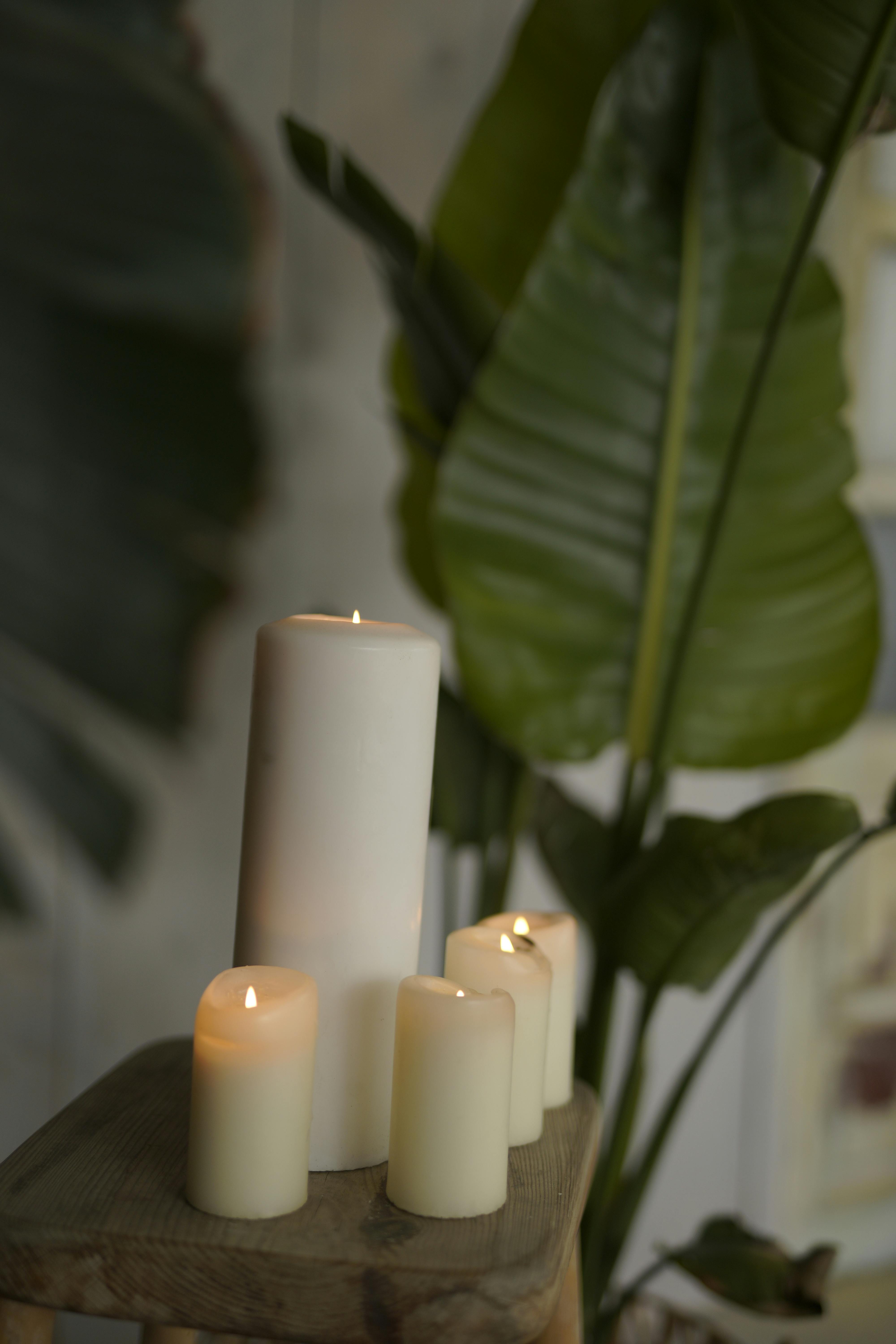 Lighted Pillar Candle · Free Stock Photo
