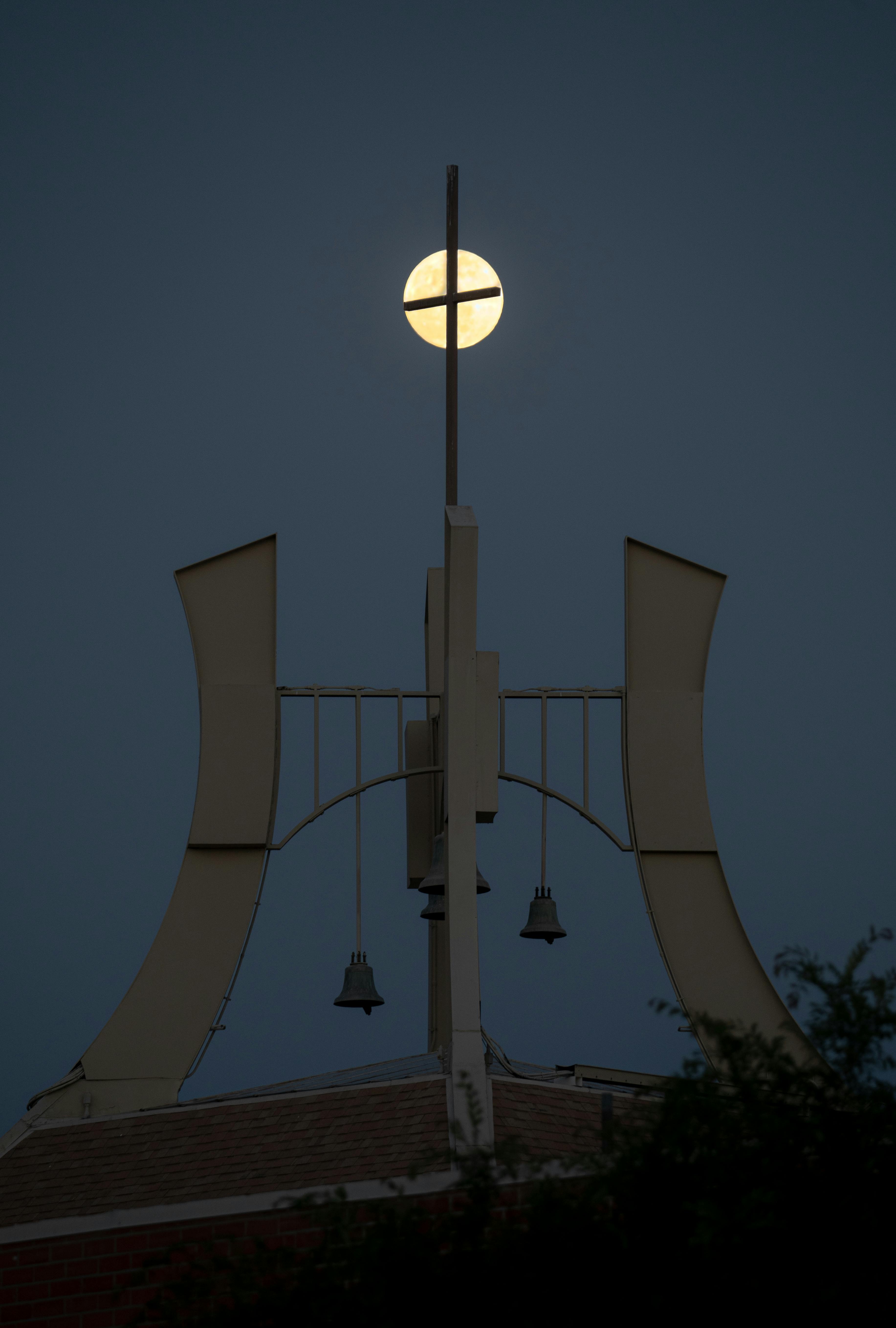 White Bell Tower Under the Night Sky · Free Stock Photo