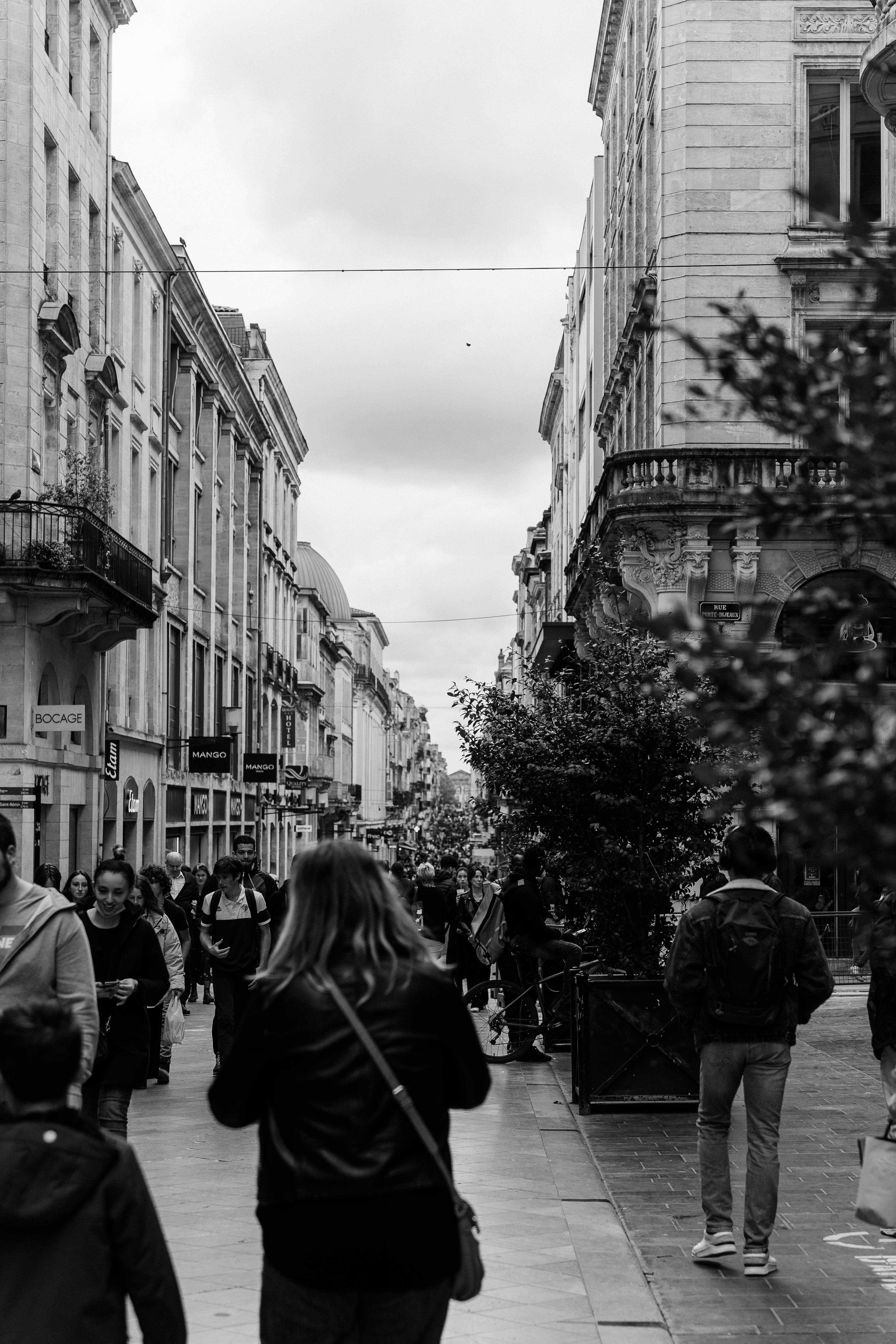 Grayscale Photography of People Falling in Line on the Sidewalk · Free ...