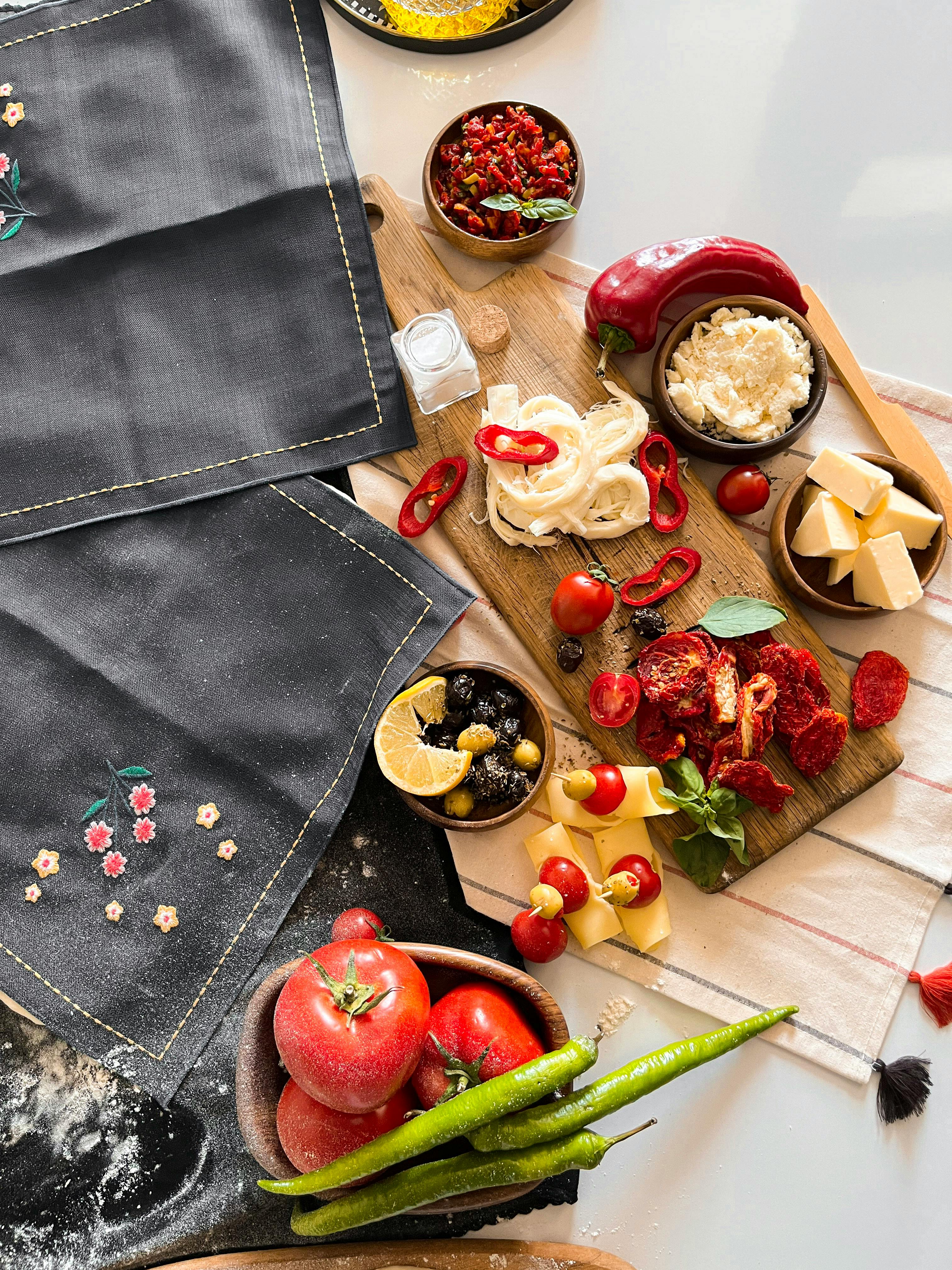 Cut up Ingredients Lying in Bowls on Kitchen Counter · Free Stock Photo