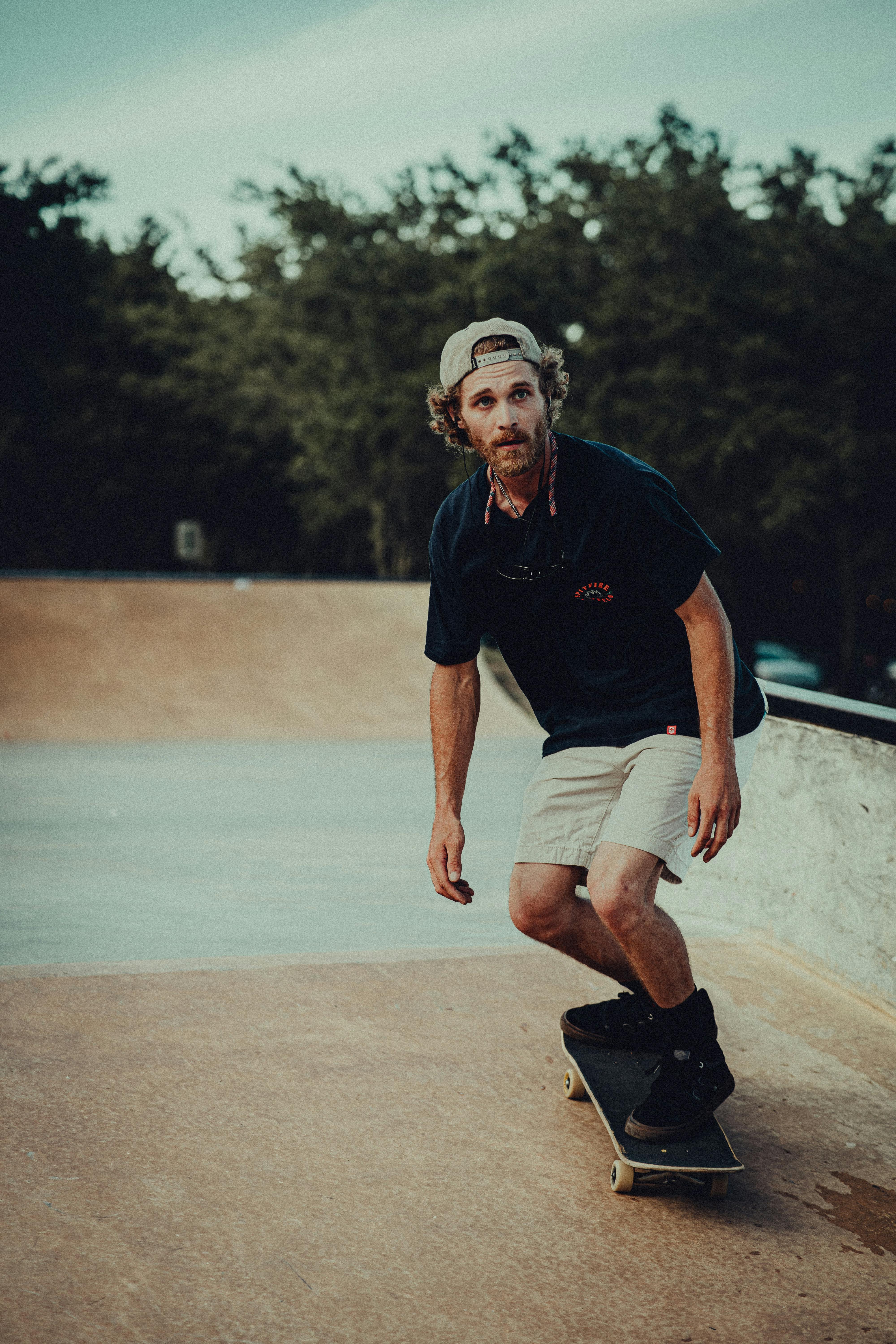 Man Riding a Skateboard in a Skatepark · Free Stock Photo