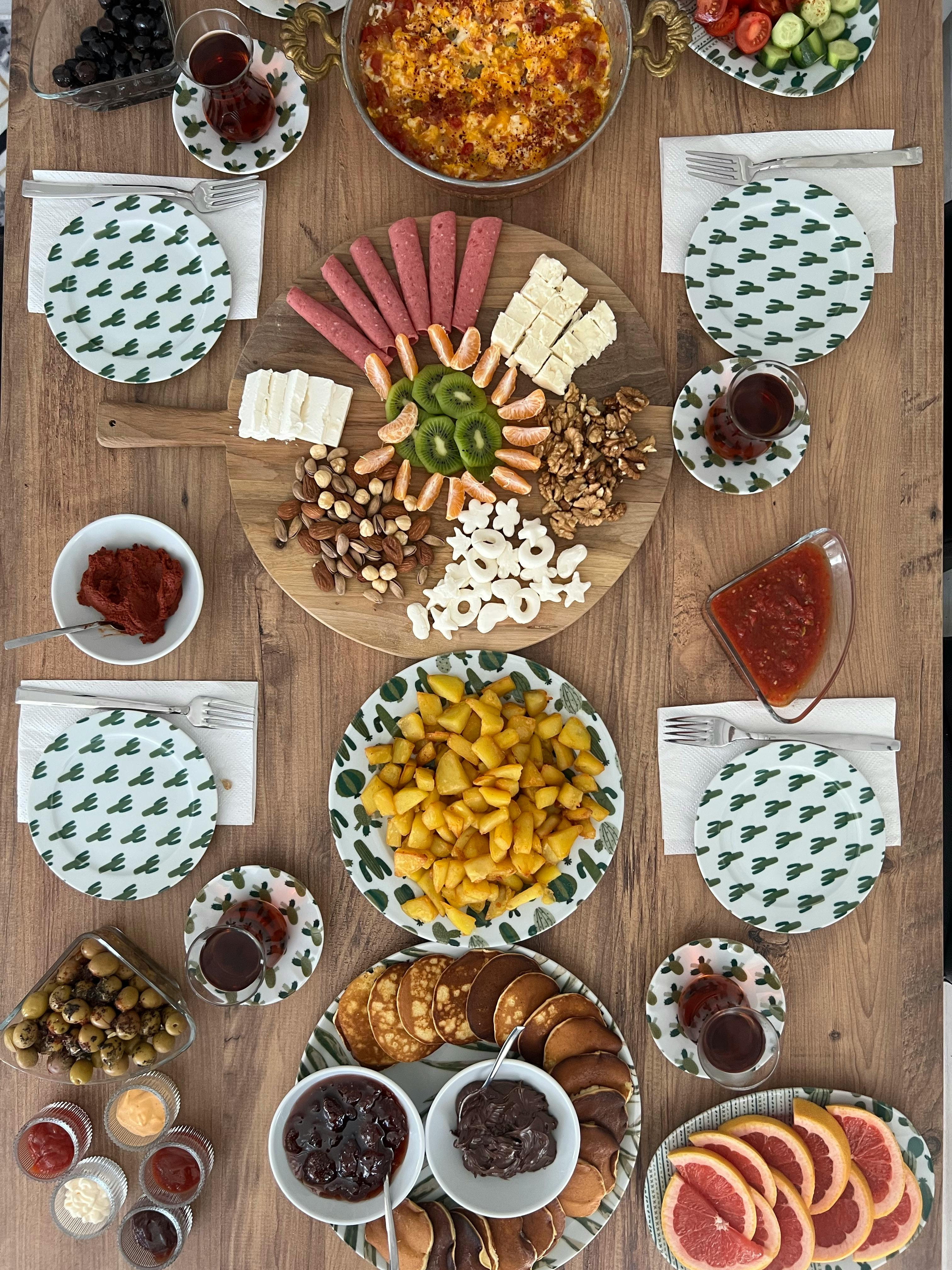Top View of Food on Wooden Table · Free Stock Photo