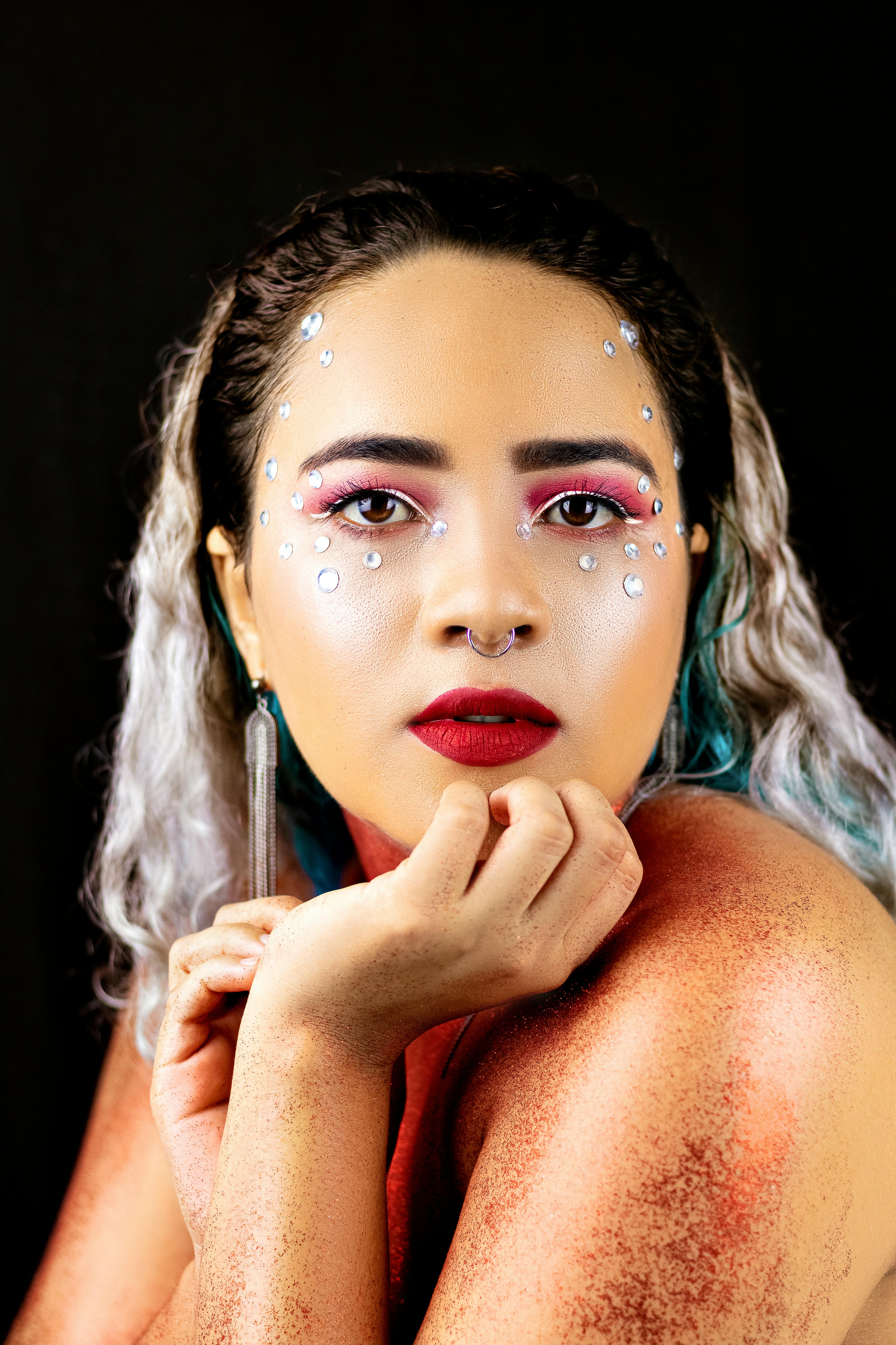 Portrait of Woman with Crystals on Her Cheek · Free Stock Photo