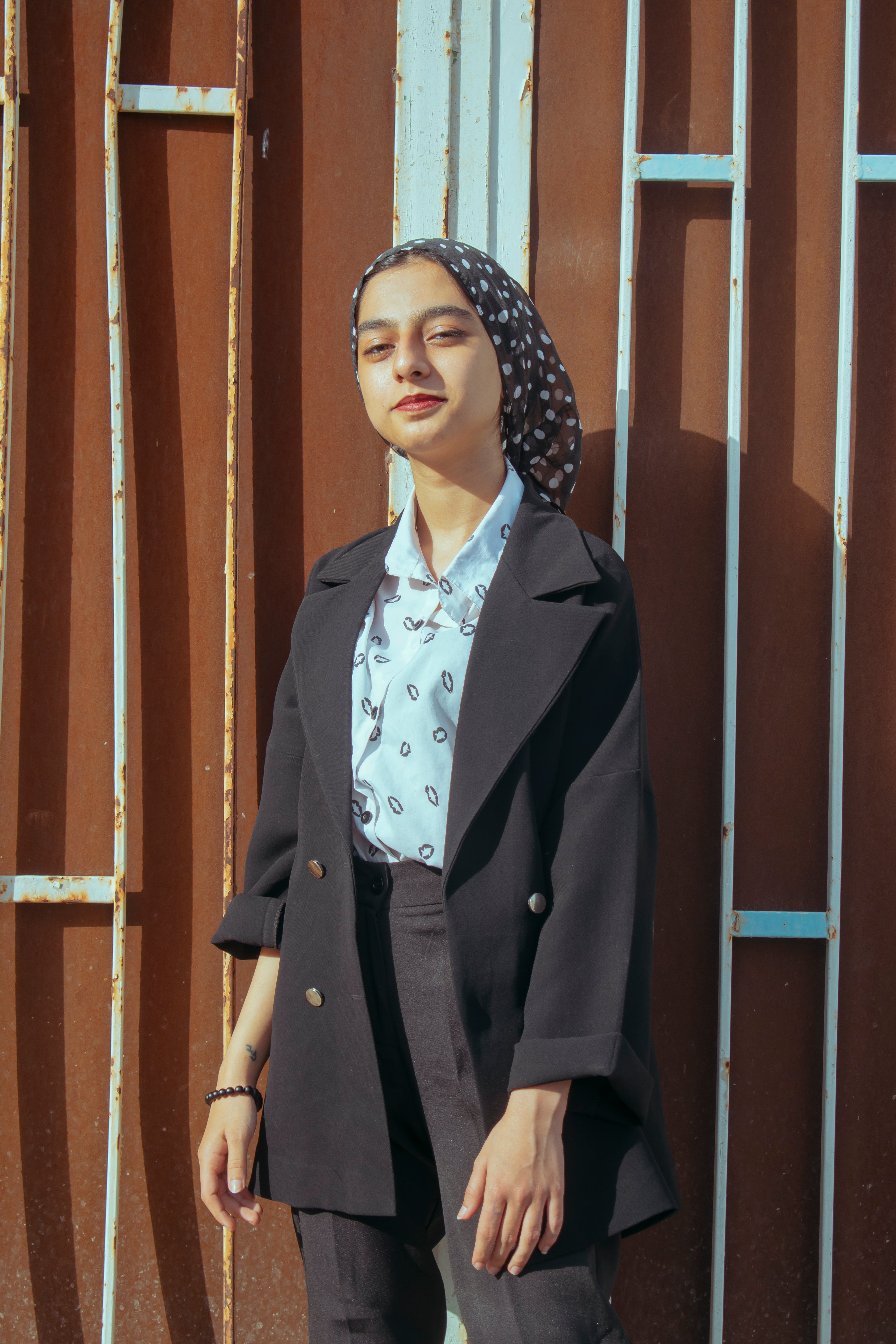 Woman in Elegant Blazer and Headscarf · Free Stock Photo