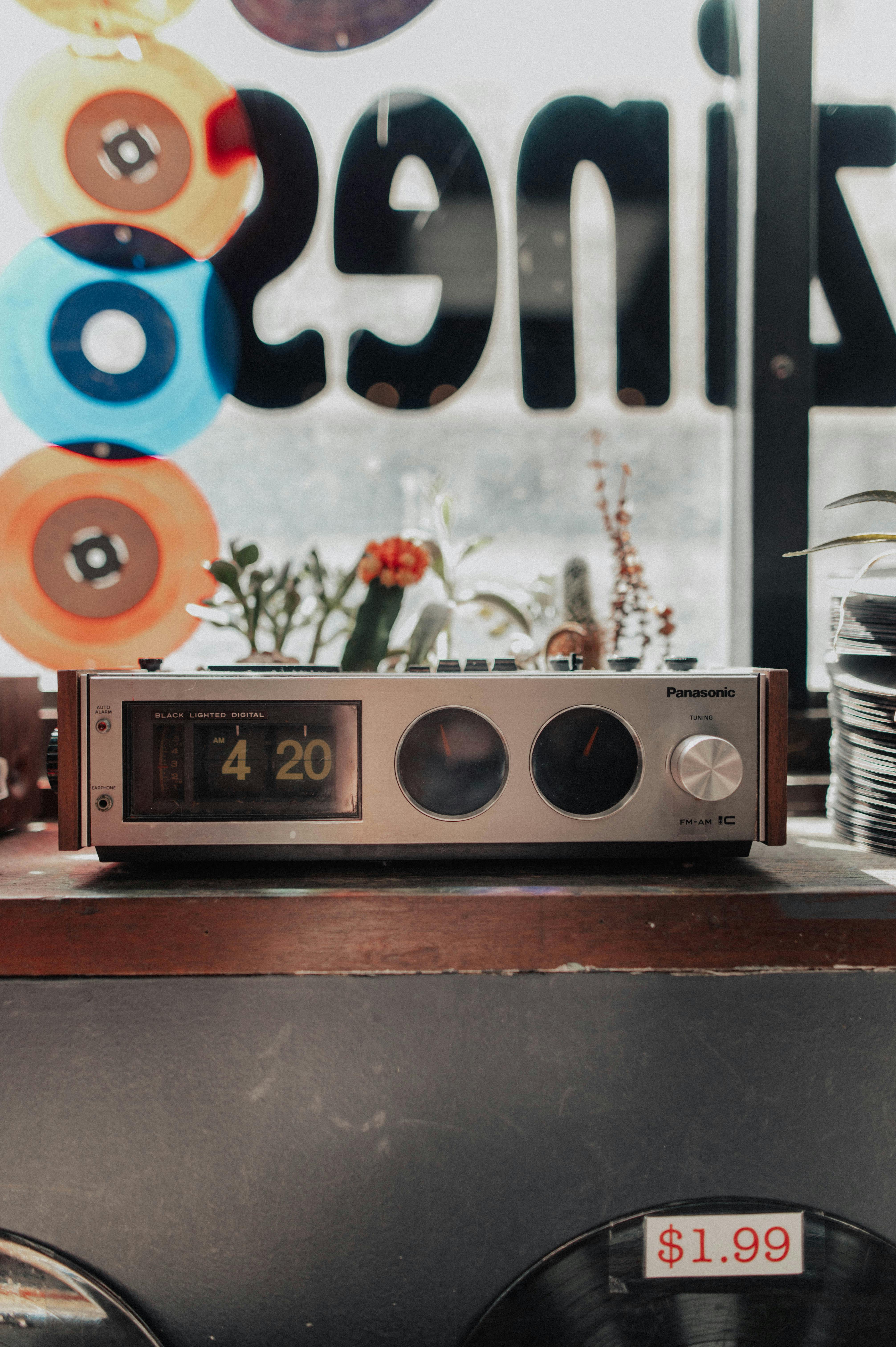 Retro Alarm Clock and Radio on Chest of Drawers · Free Stock Photo
