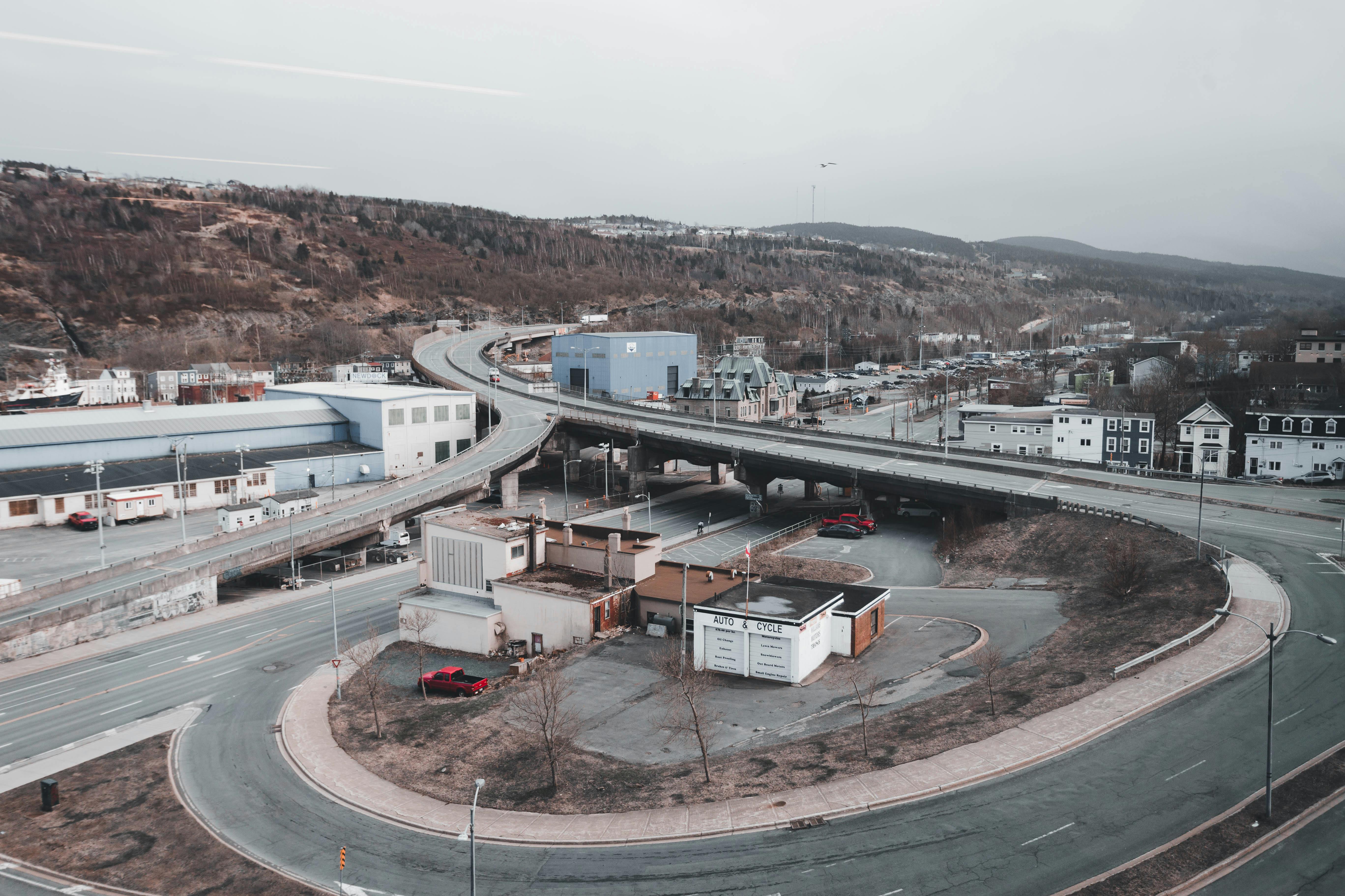 Landscape with Hill and Overpass · Free Stock Photo