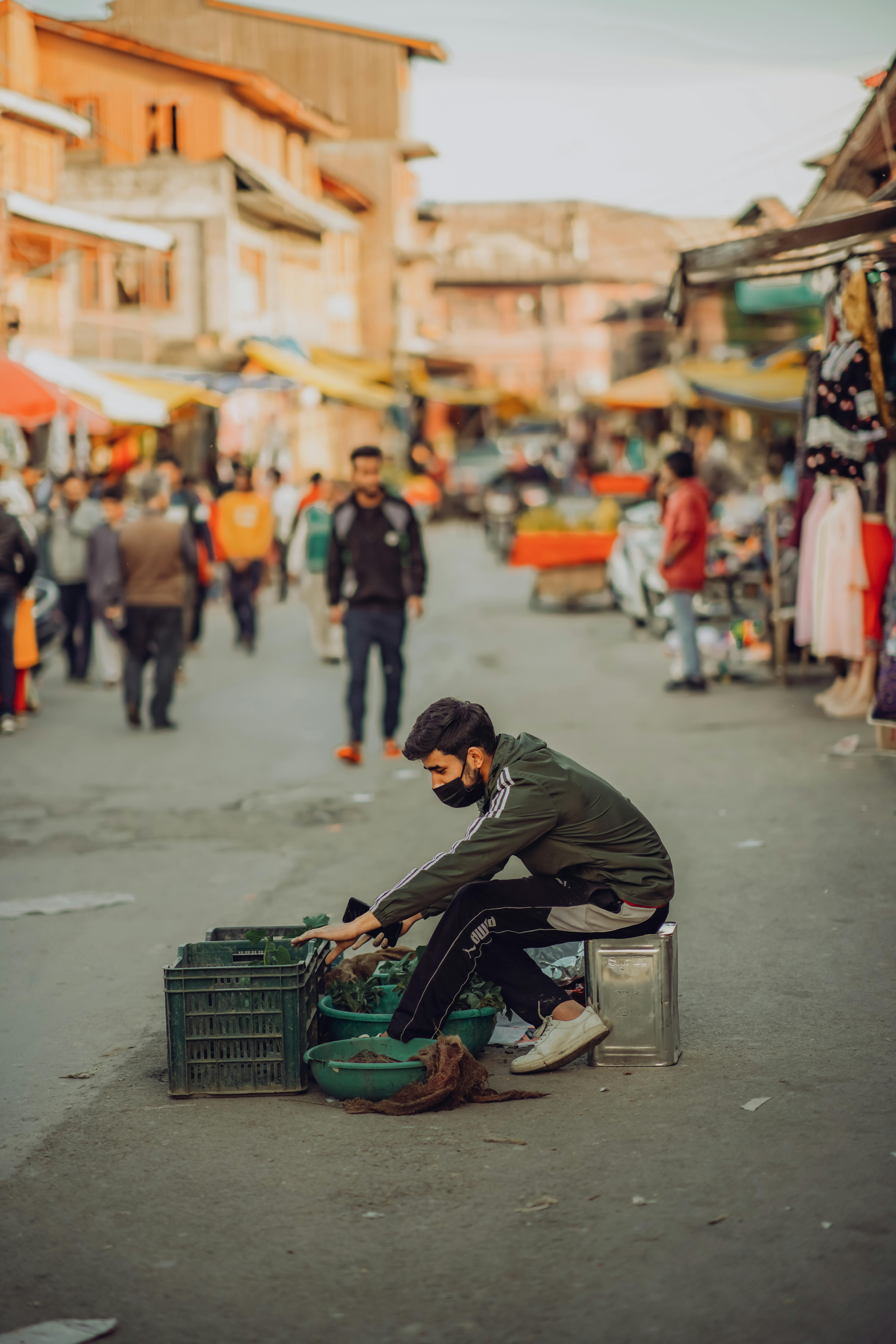 Street Vendor on the Concrete Street · Free Stock Photo