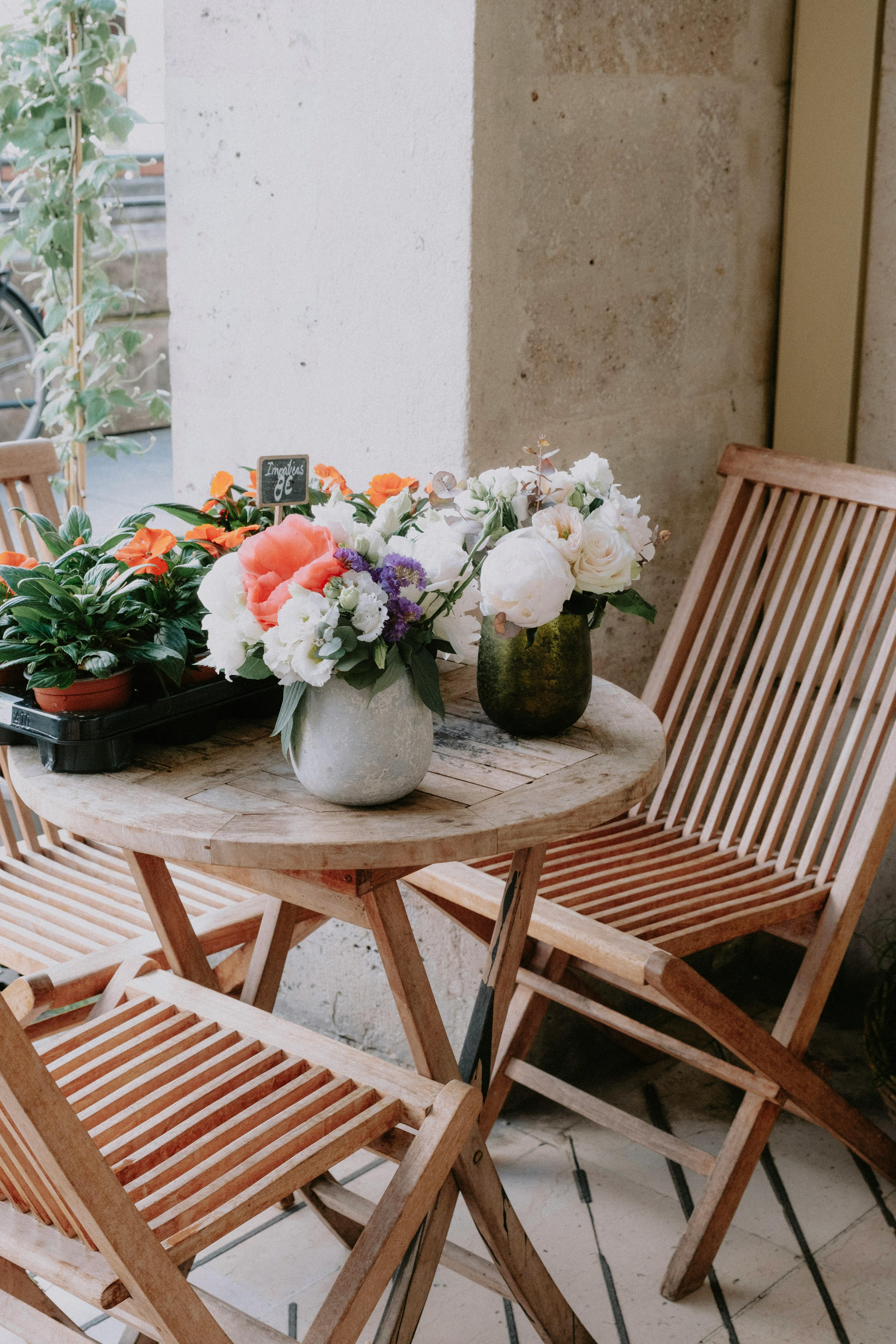 Flowers on Wooden Table · Free Stock Photo
