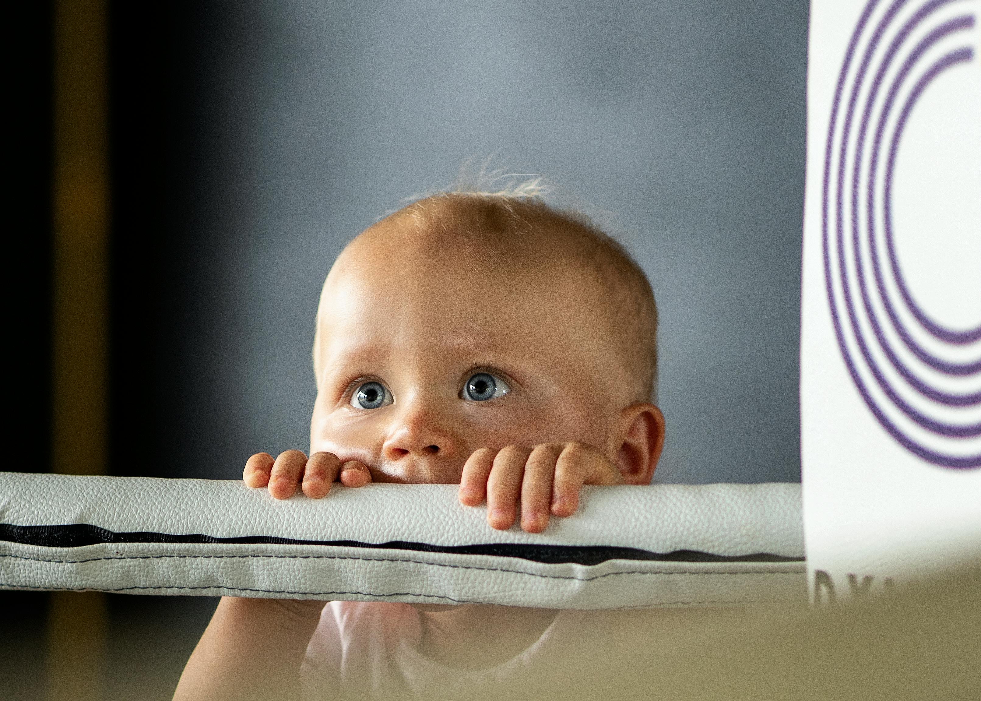 A Toddler inside a Crib · Free Stock Photo
