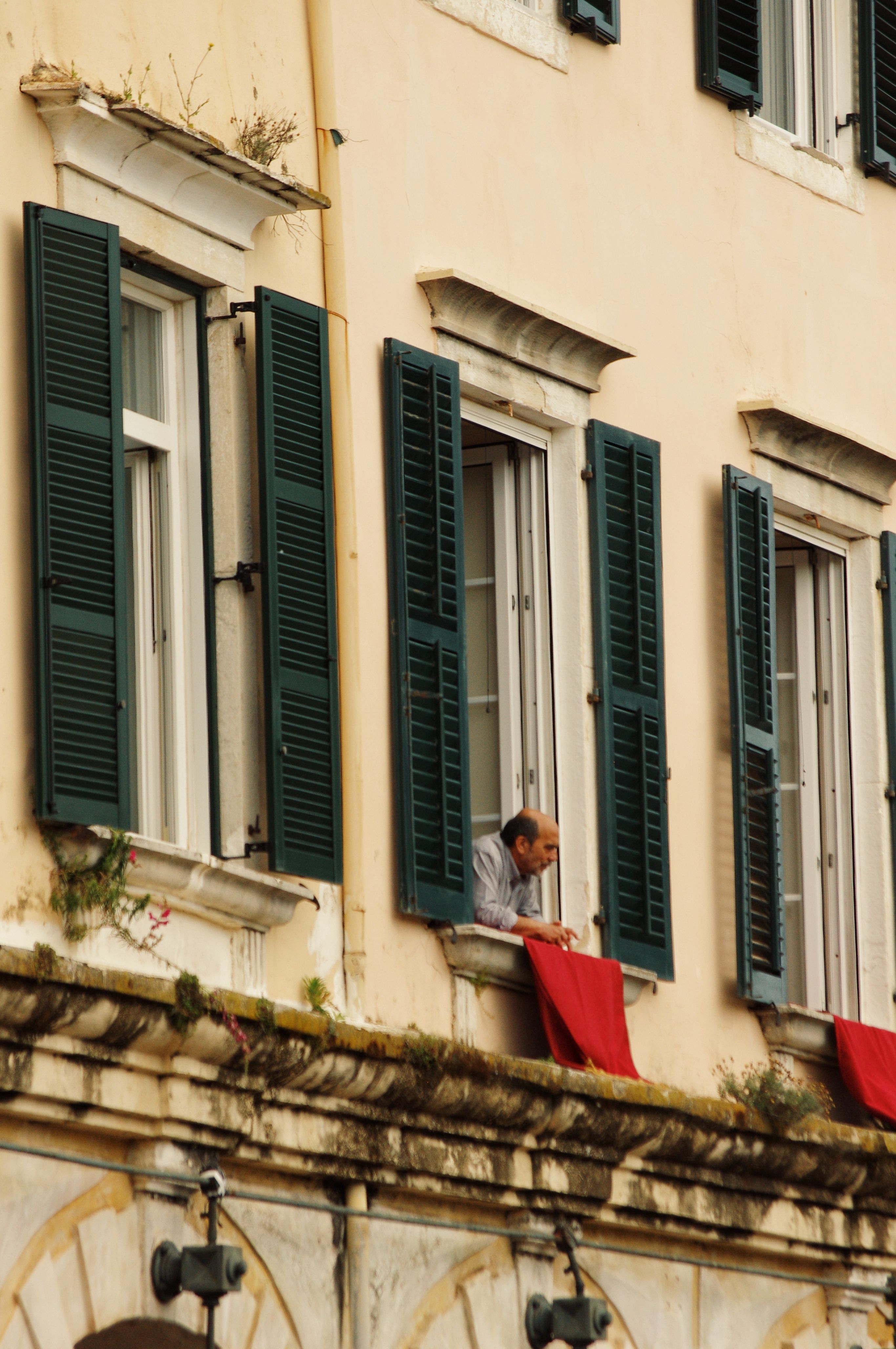 A Man Leaning out of Window · Free Stock Photo