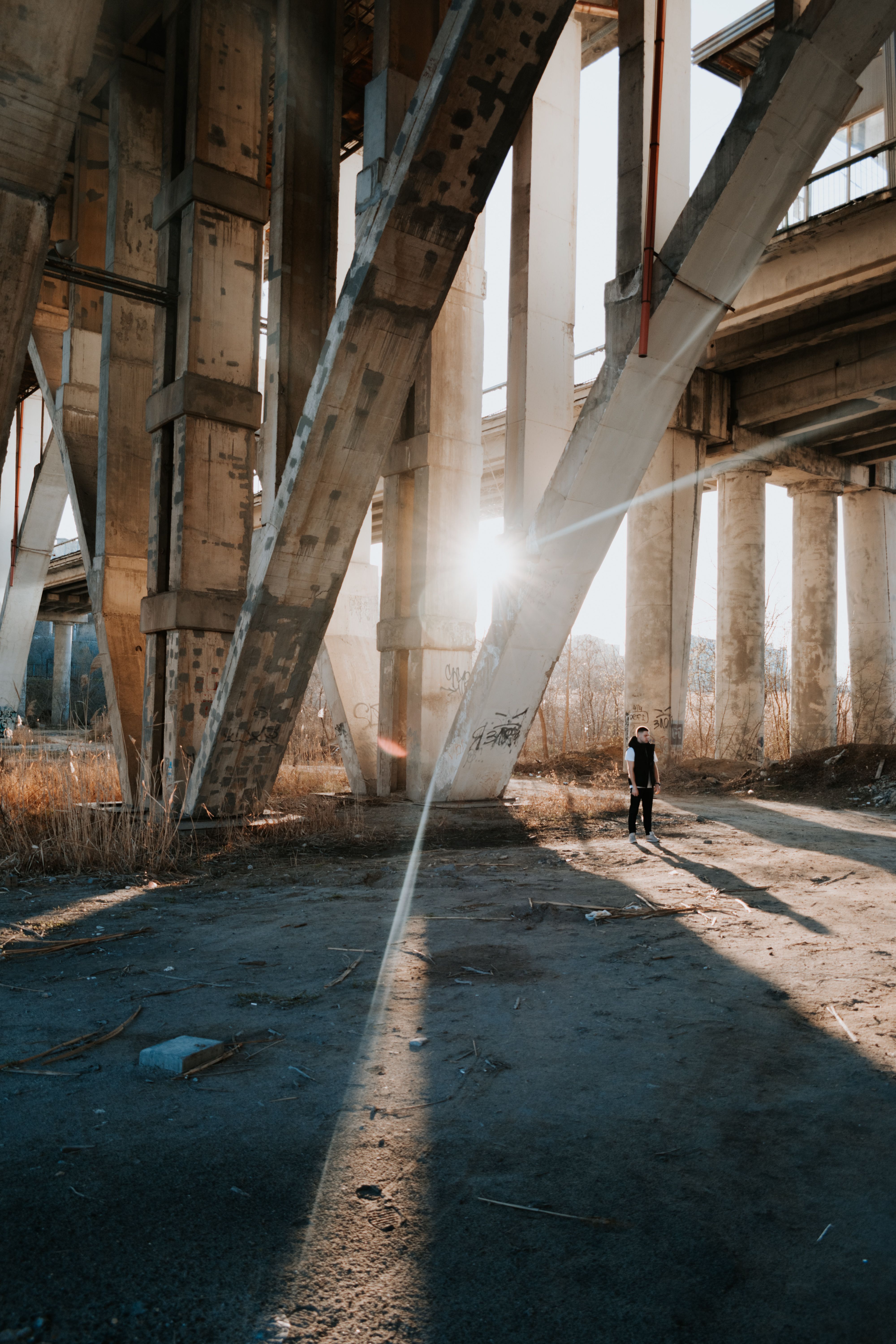 A Person Standing under the Bridge · Free Stock Photo