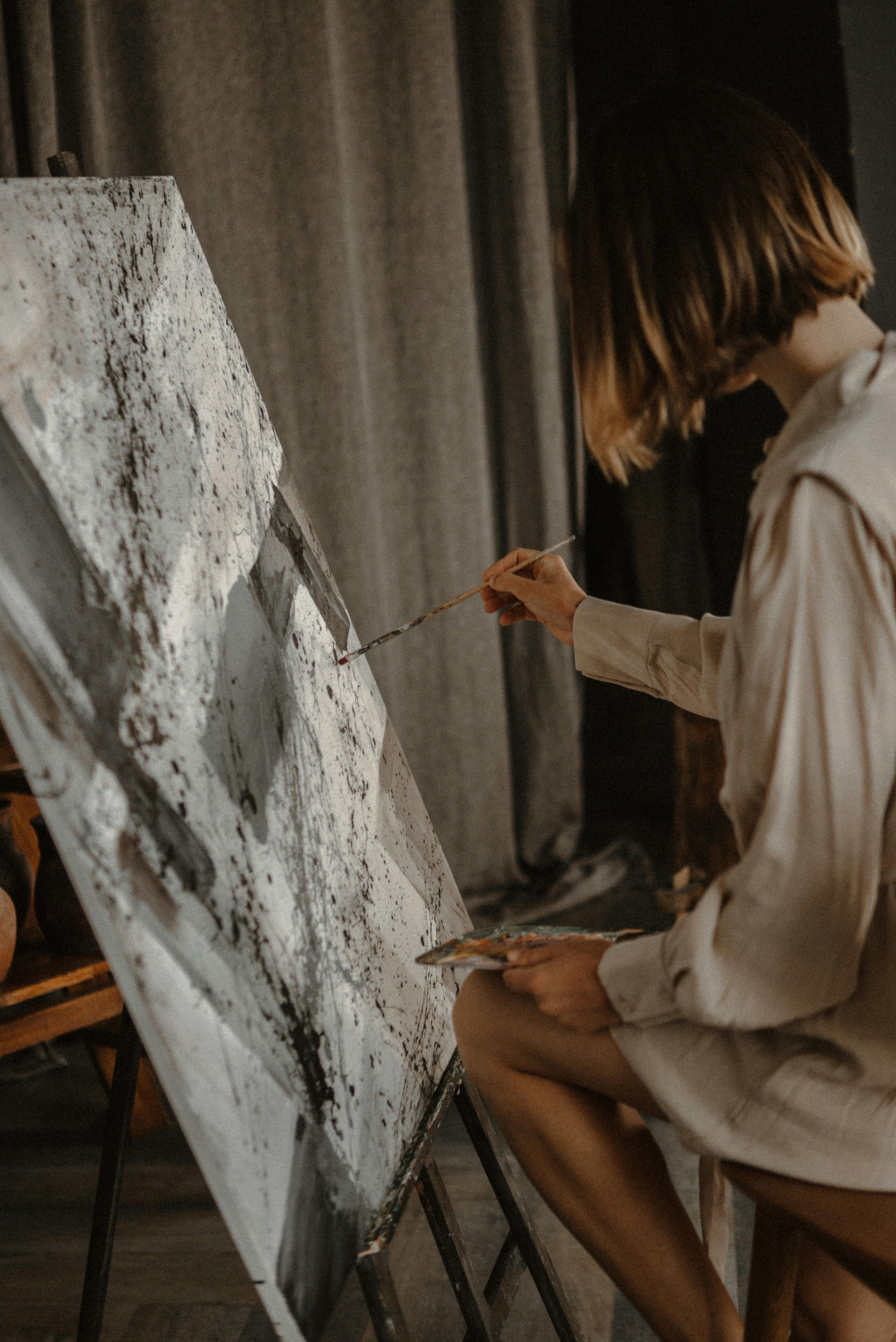 Woman Painter Painting Modern Picture · Free Stock Photo