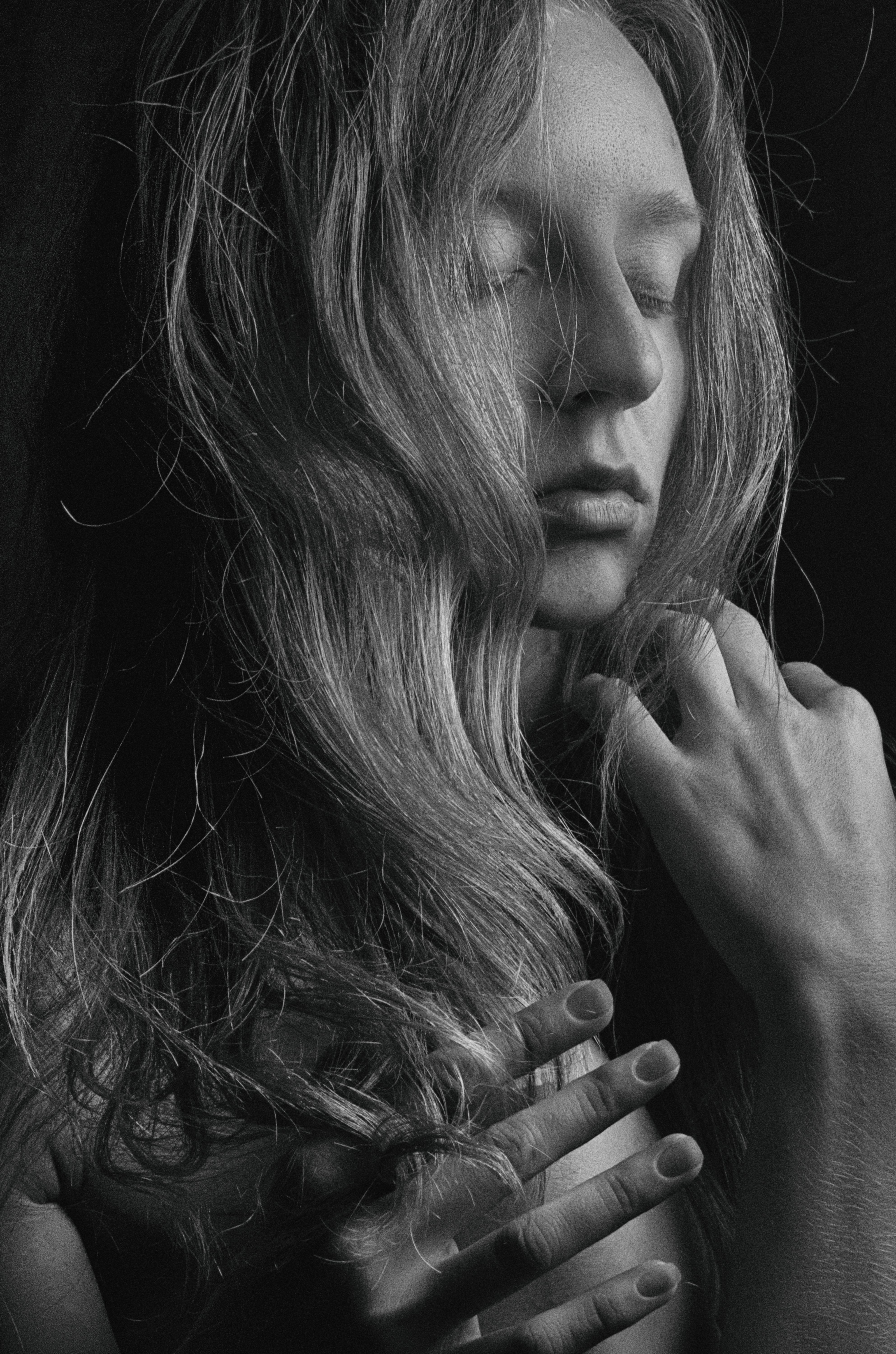 Grayscale Portrait of a Woman · Free Stock Photo