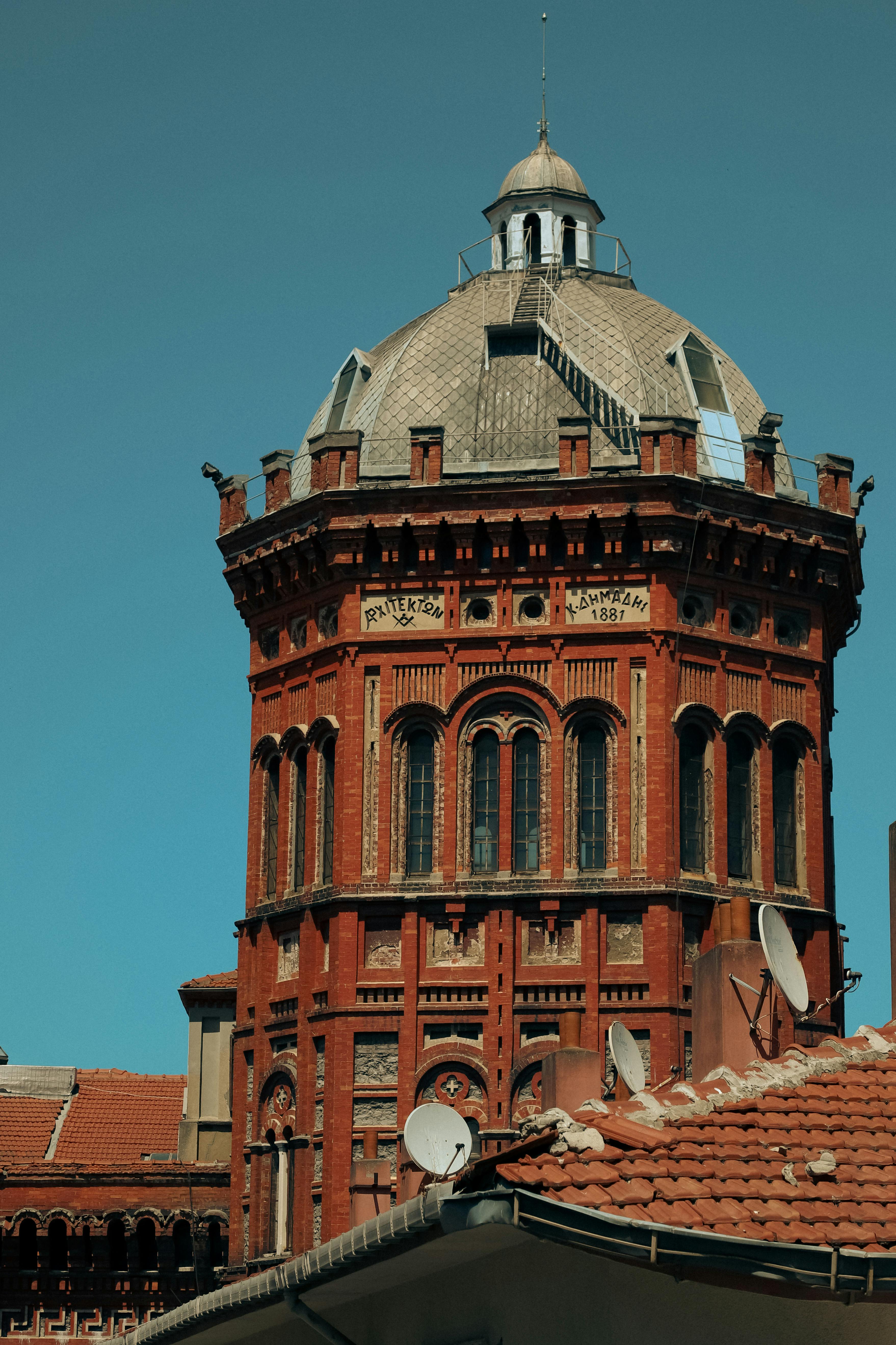 Brick Building Tower on Blue Sky · Free Stock Photo