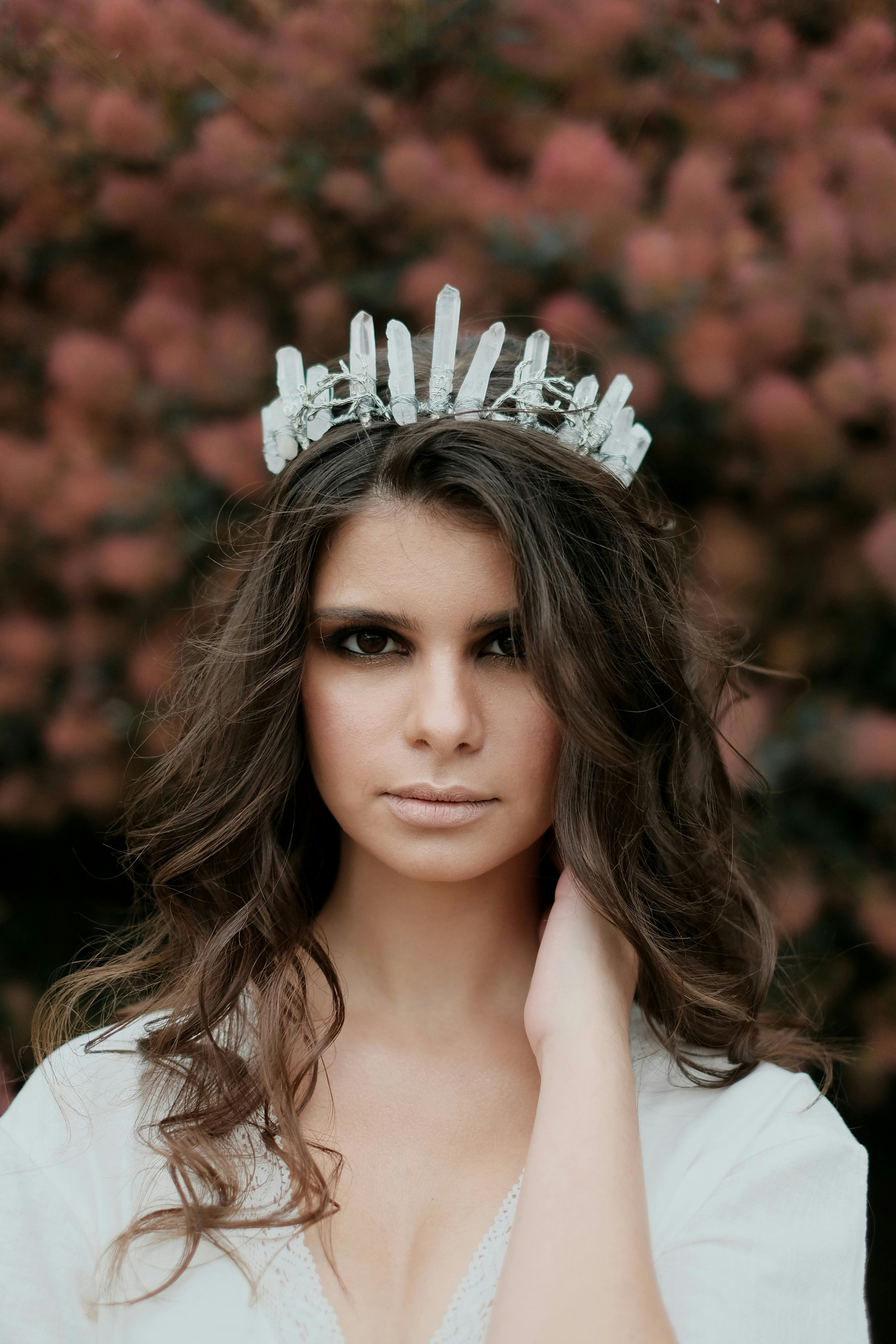 Portrait of a Woman in a Crown Made From Crystals · Free Stock Photo