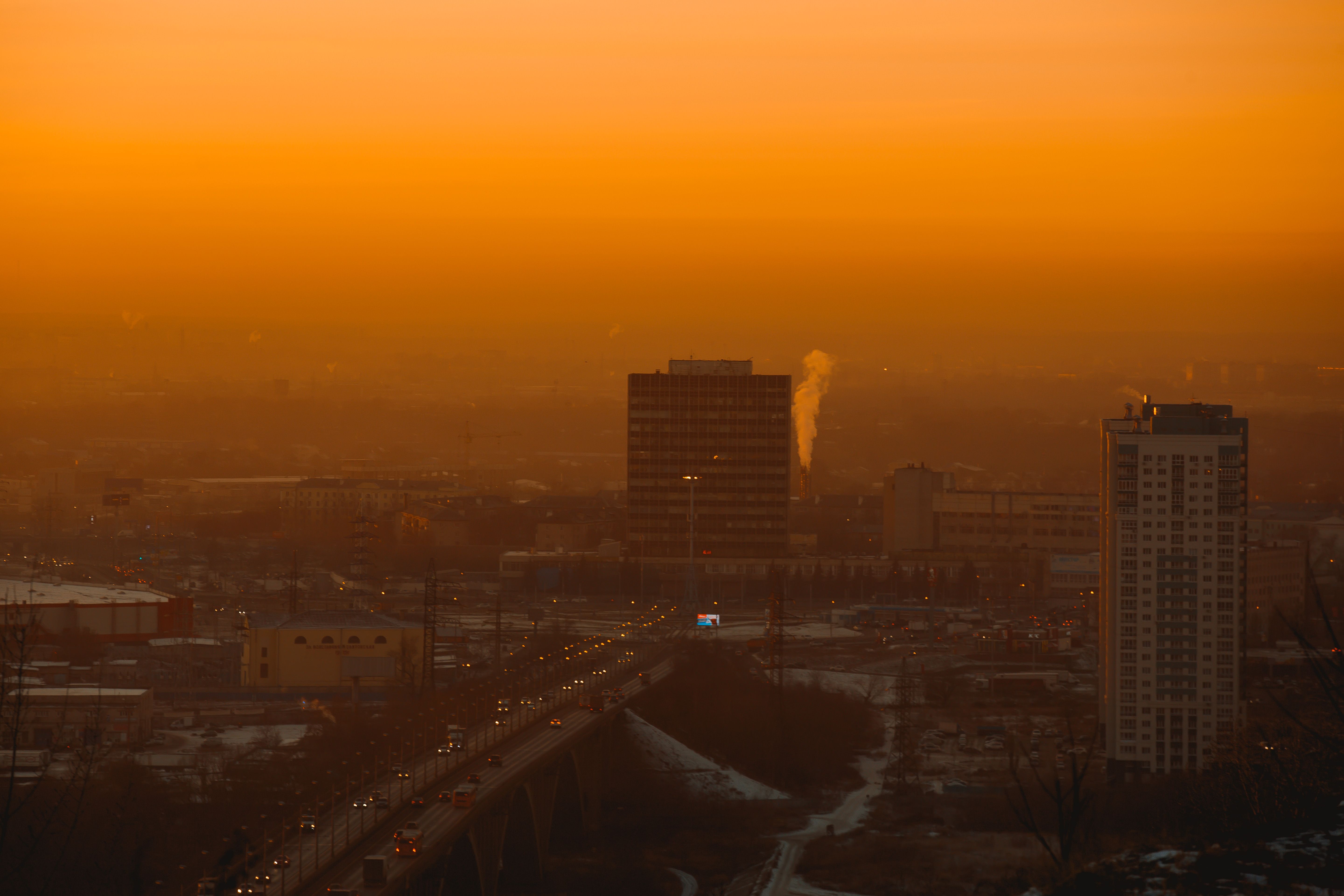 Aerial View of Cityscape during Sunset · Free Stock Photo