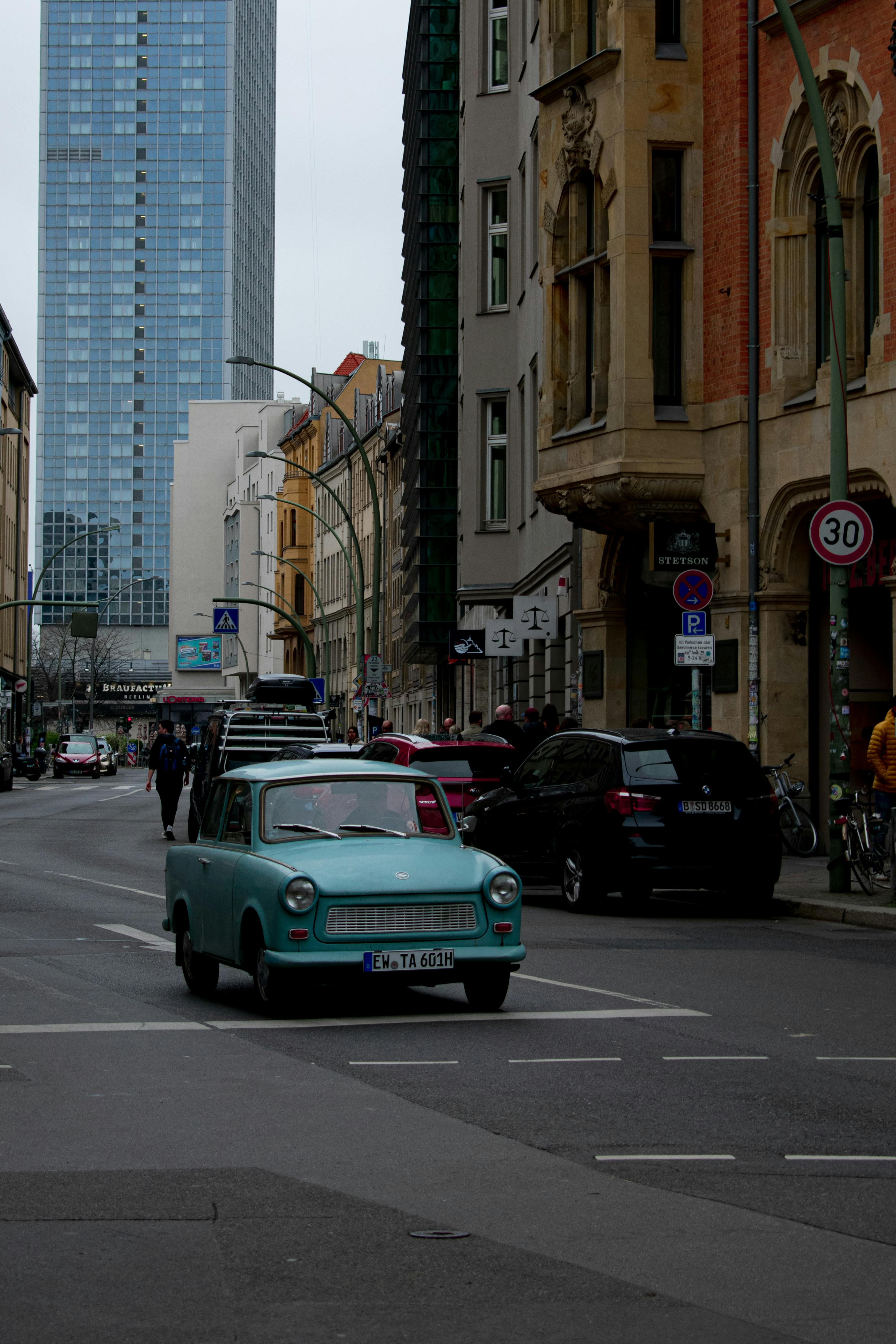Blue Car on the Road · Free Stock Photo