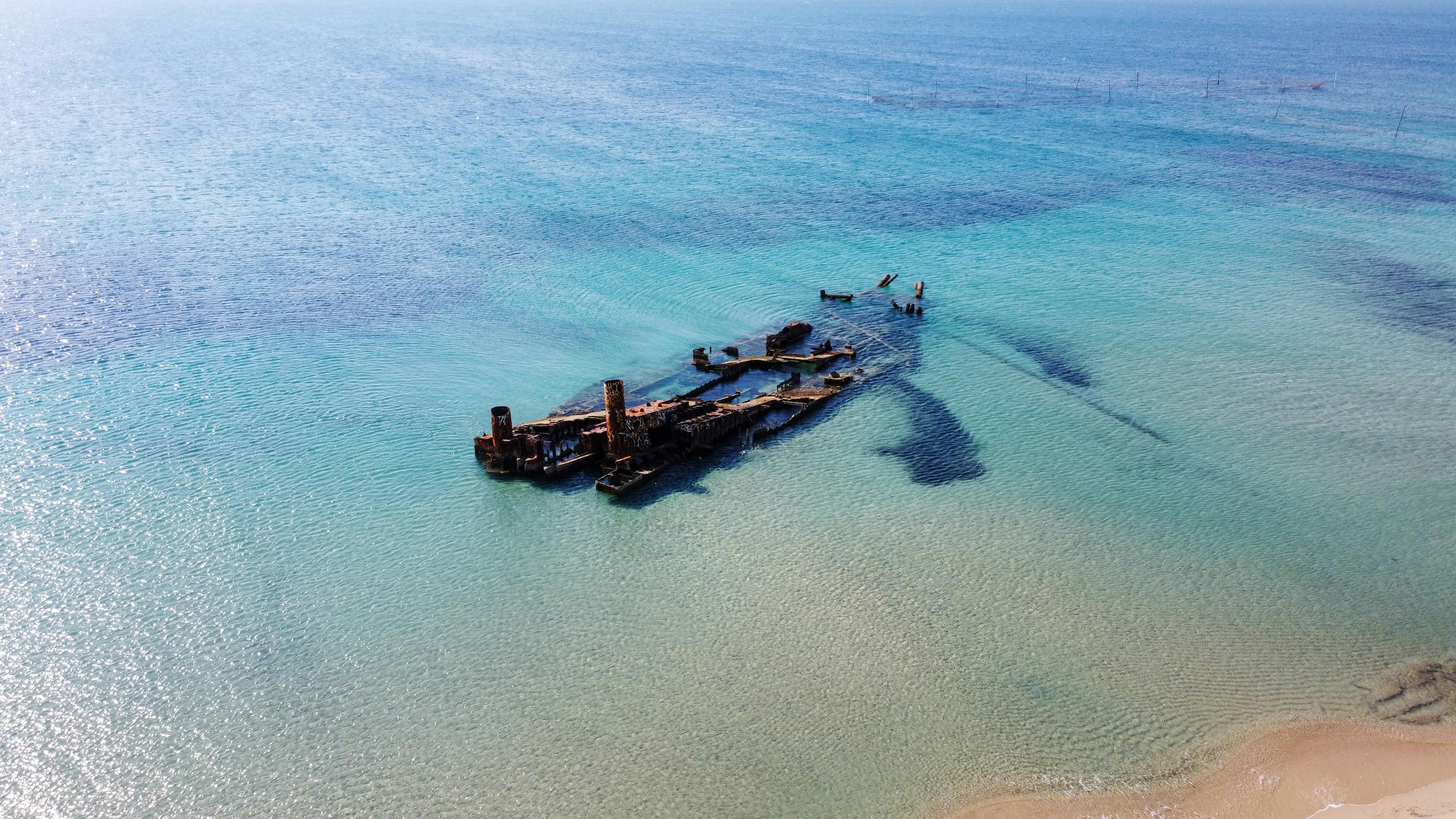 Shipwreck at Potamos Beach in Epanomi, Greece · Free Stock Photo