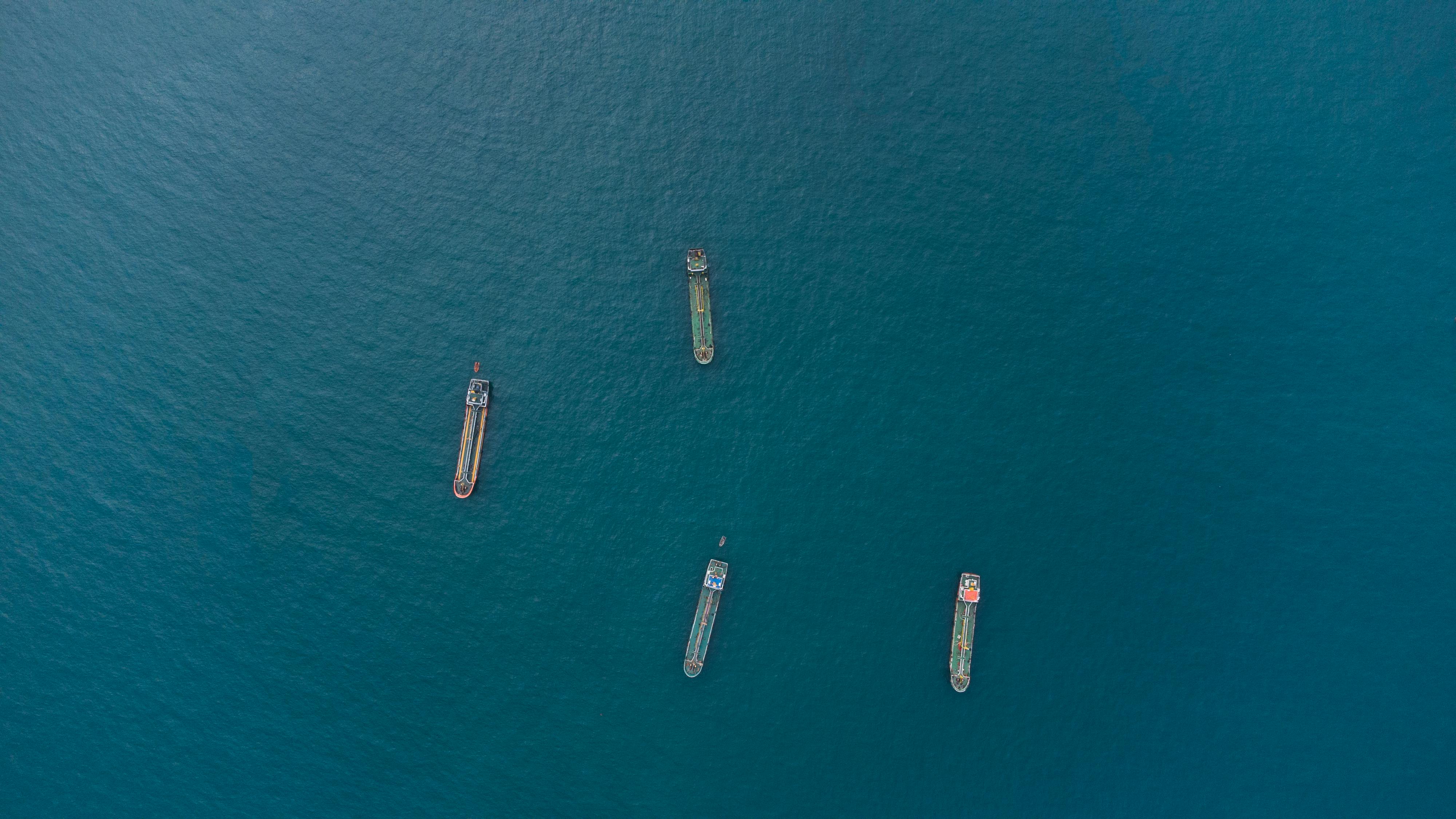 Top View of Barges on Sea · Free Stock Photo