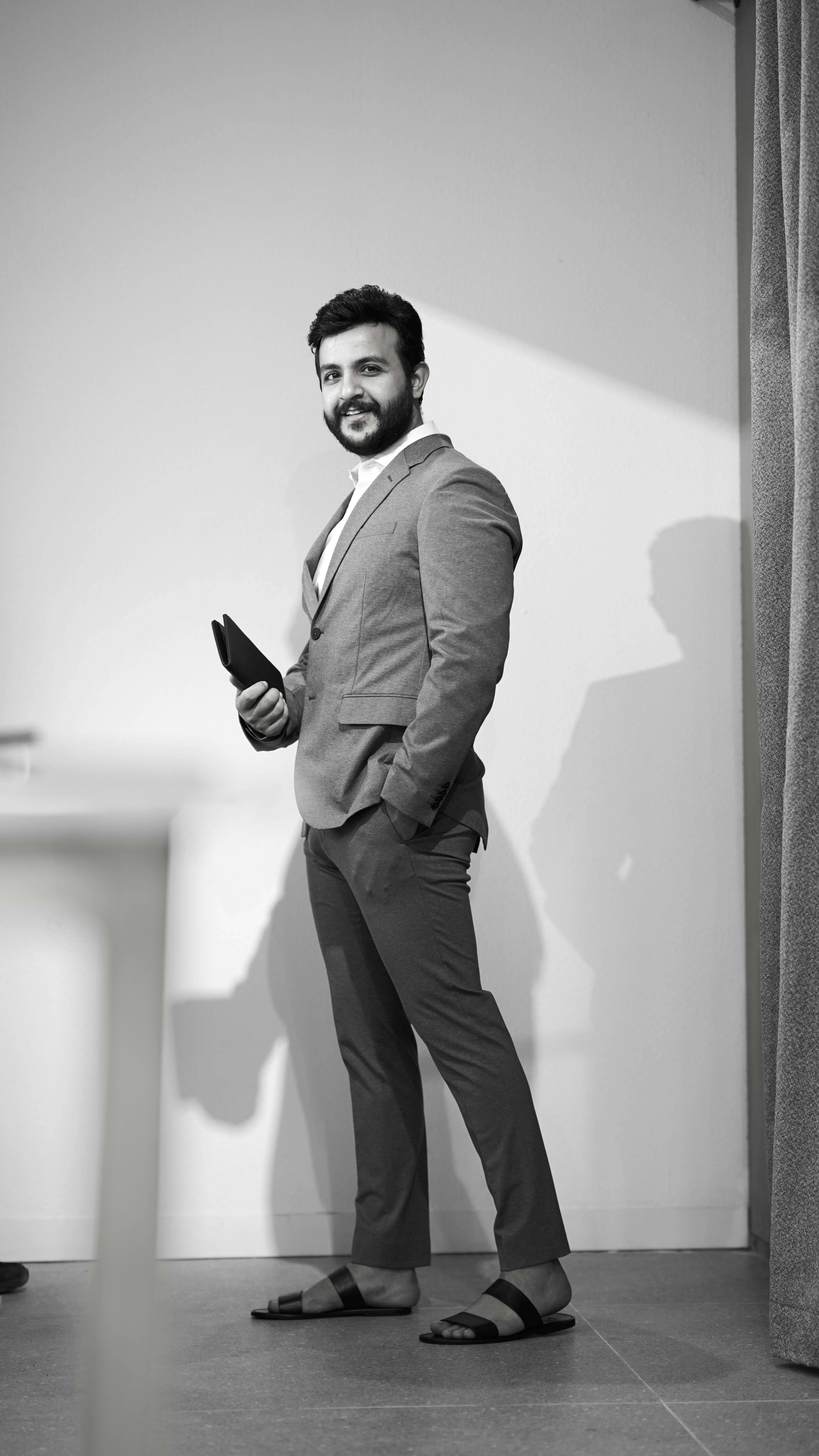 Man Wearing Abstract Suit in Black and White · Free Stock Photo