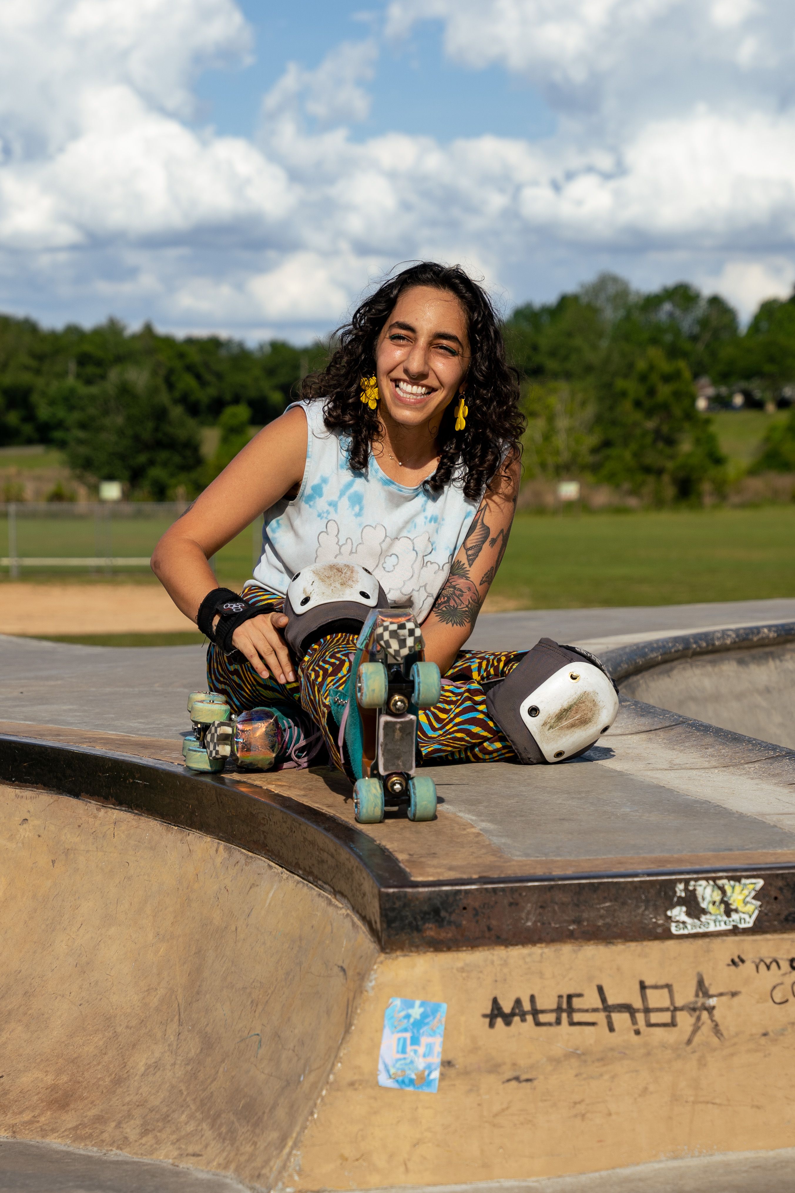 Woman putting on Roller Skates in Tilt-Shift Lens · Free Stock Photo