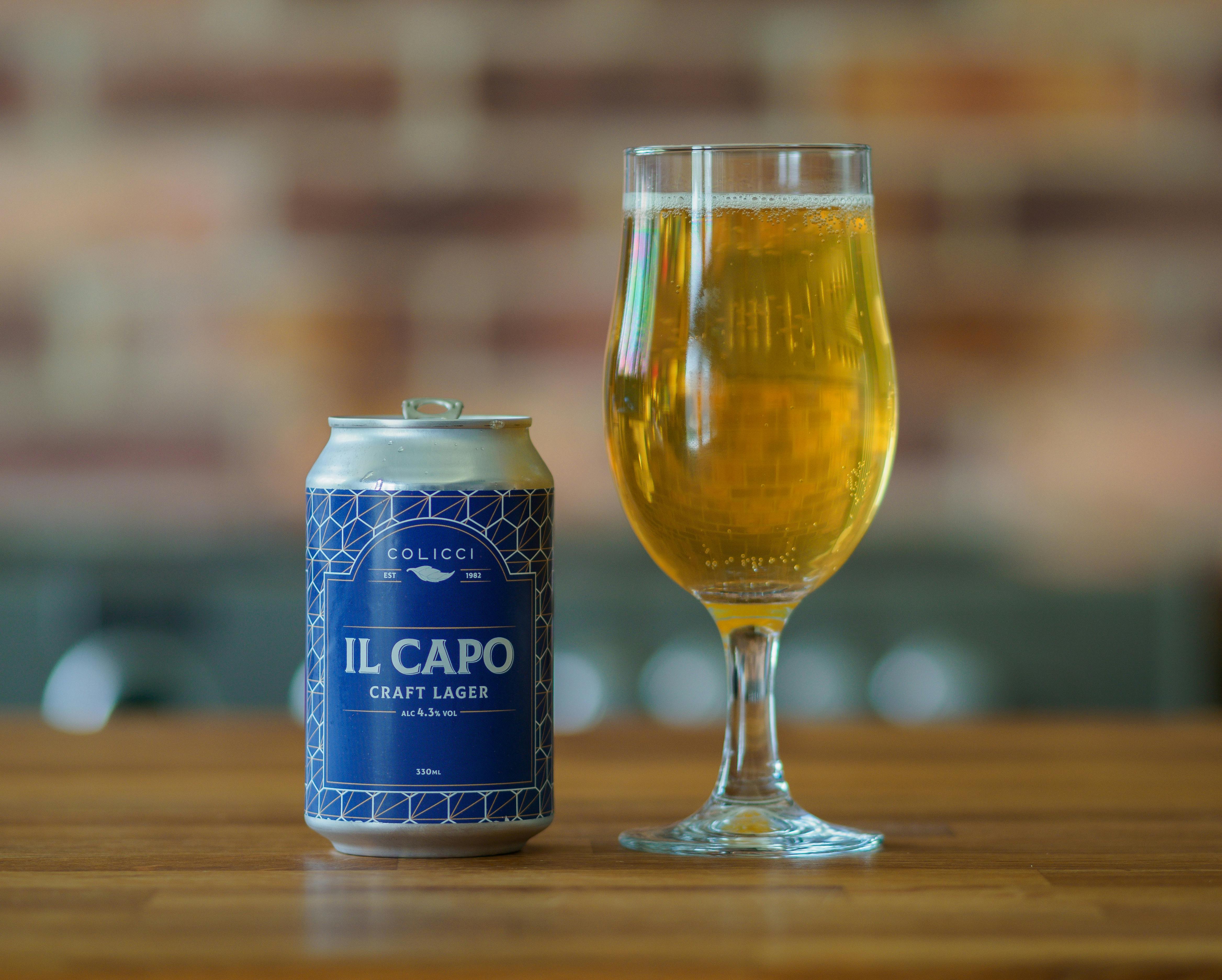 Il Capo Beer Can and a Full Glass · Free Stock Photo