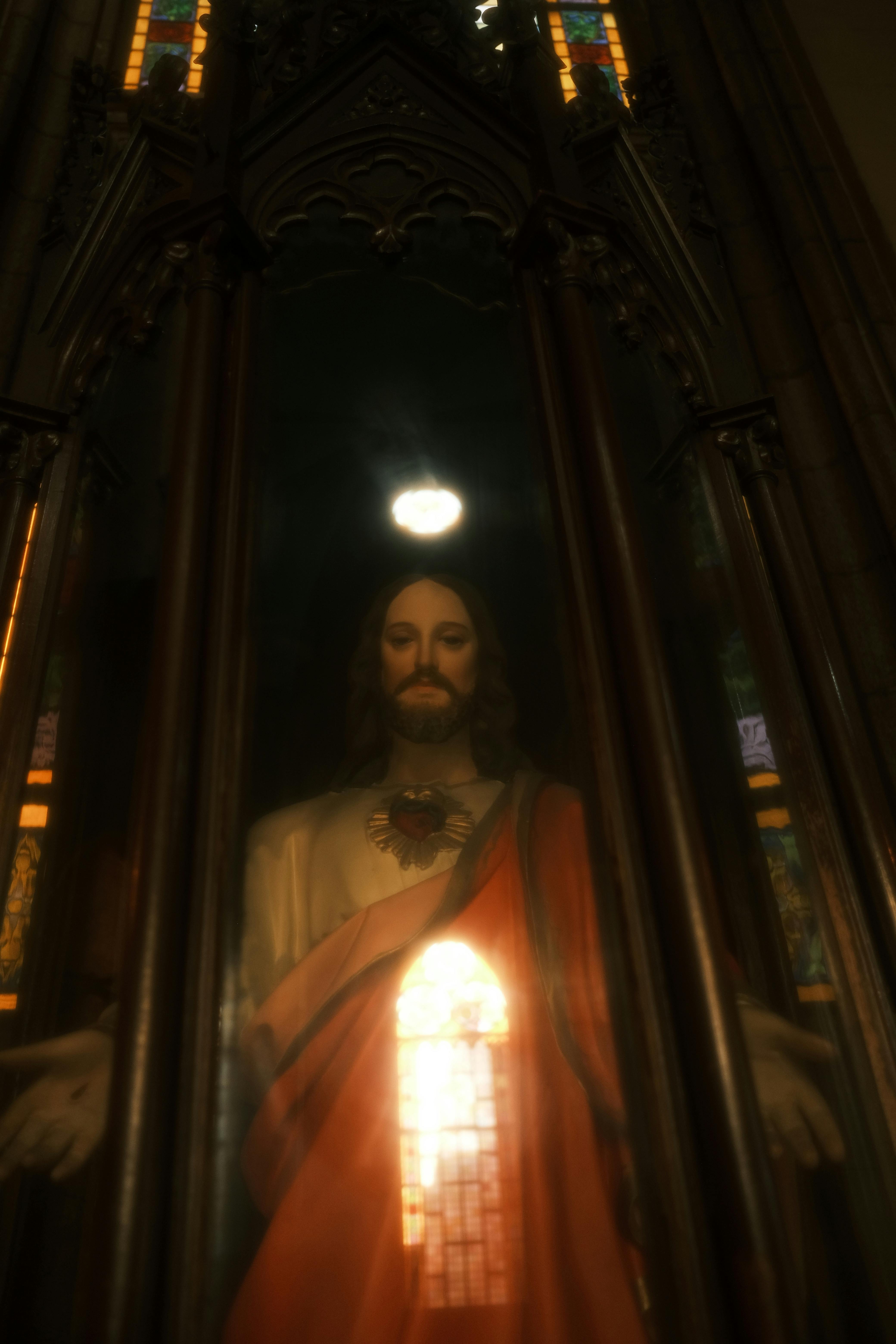 Jesus Christ in Church with Mosaic Windows · Free Stock Photo