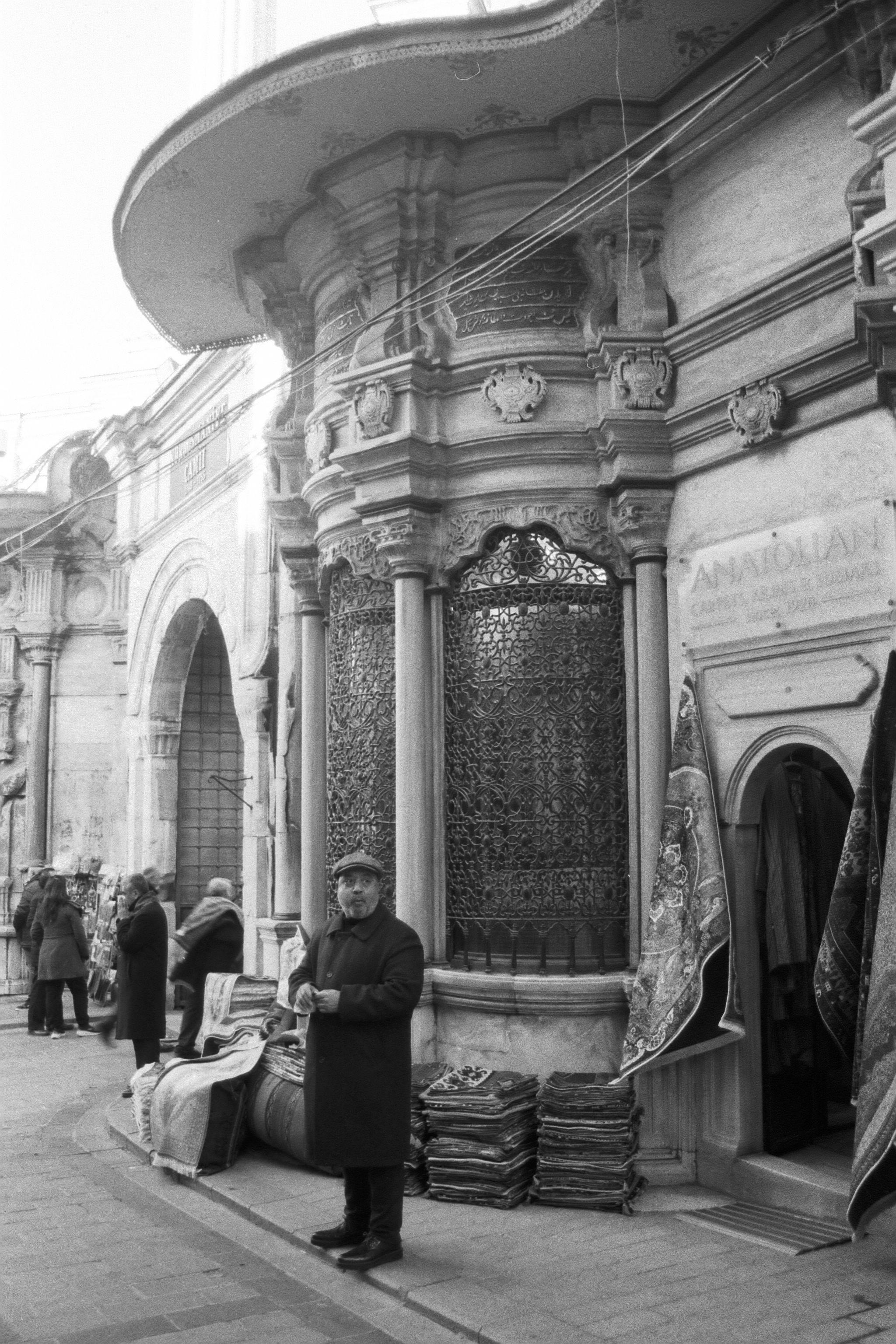 Man Pulling a Cart on a Street in front of a Mosque in Istanbul, Turkey ...