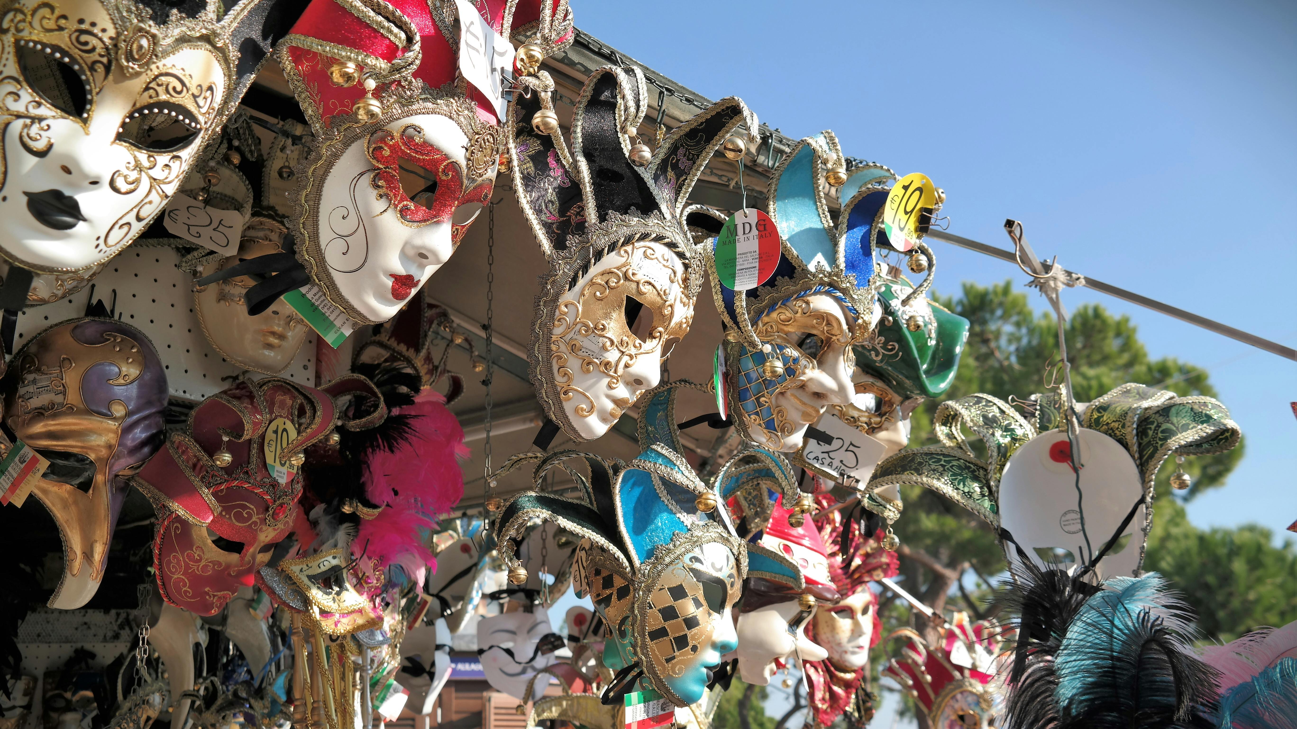 Festival Masks Hanging on Street Market · Free Stock Photo