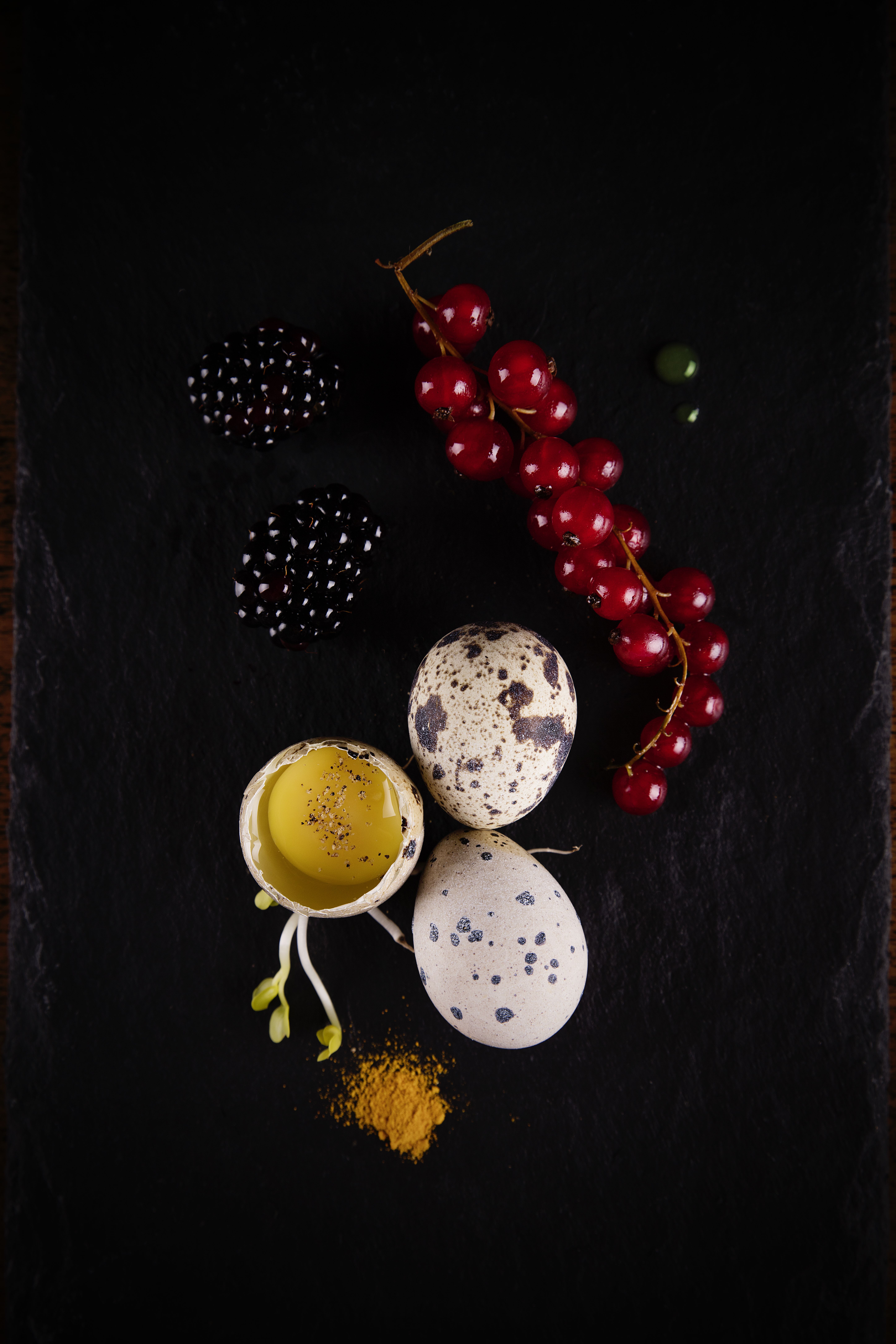 Top View of Berries and Quail Eggs · Free Stock Photo