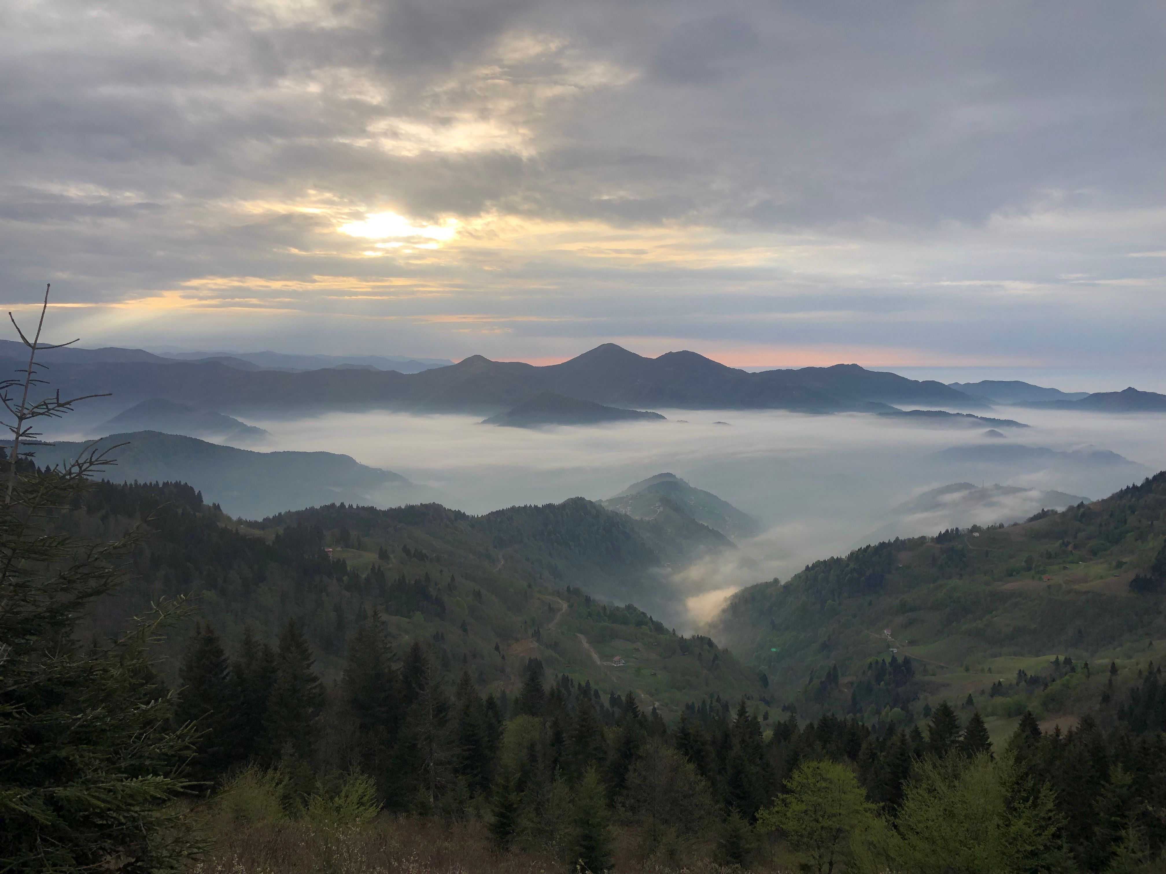 Aerial View of Mountains During Sunset · Free Stock Photo