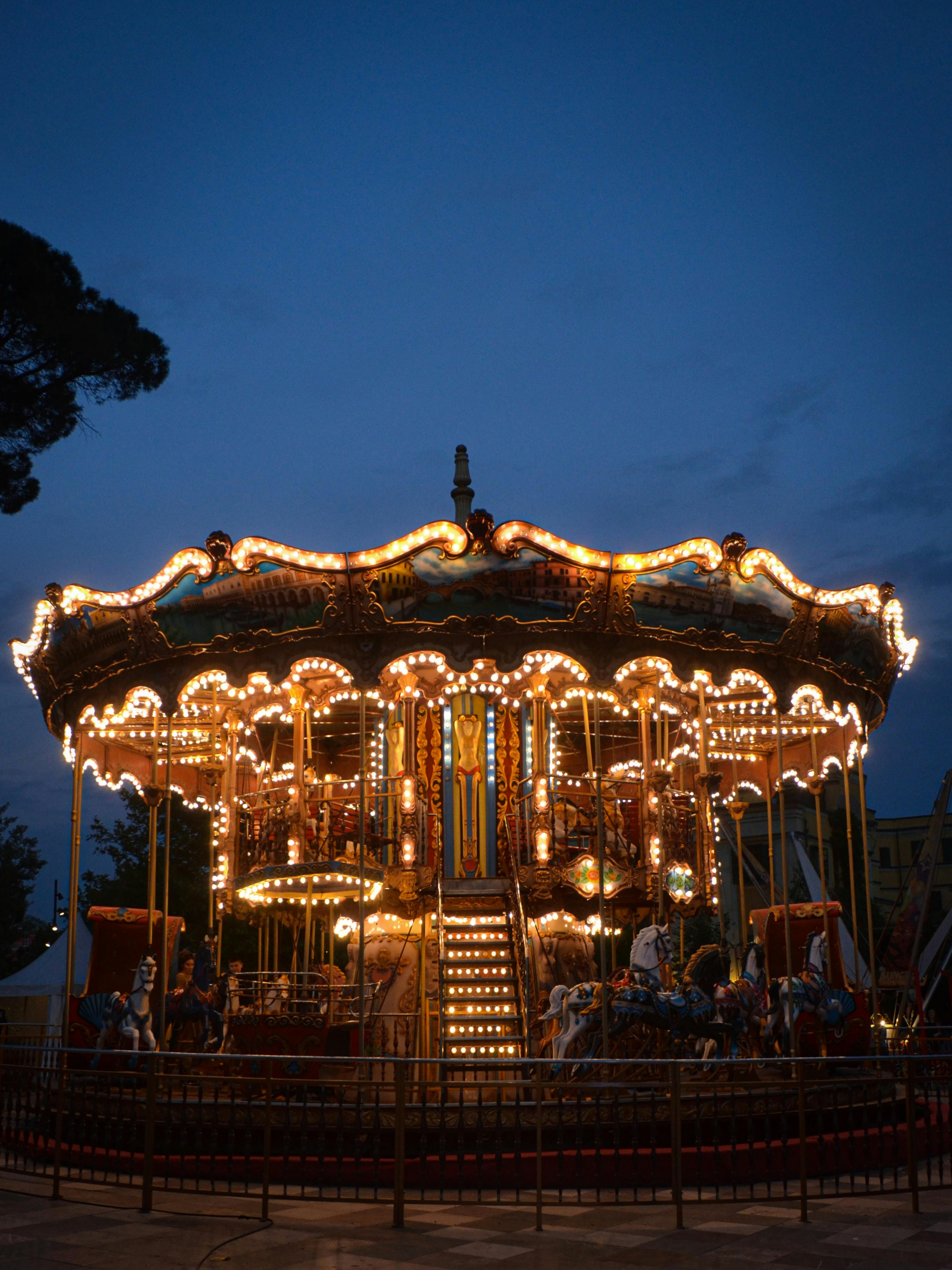 Time Lapse Photography of a Carousel Near the Street at Night · Free ...