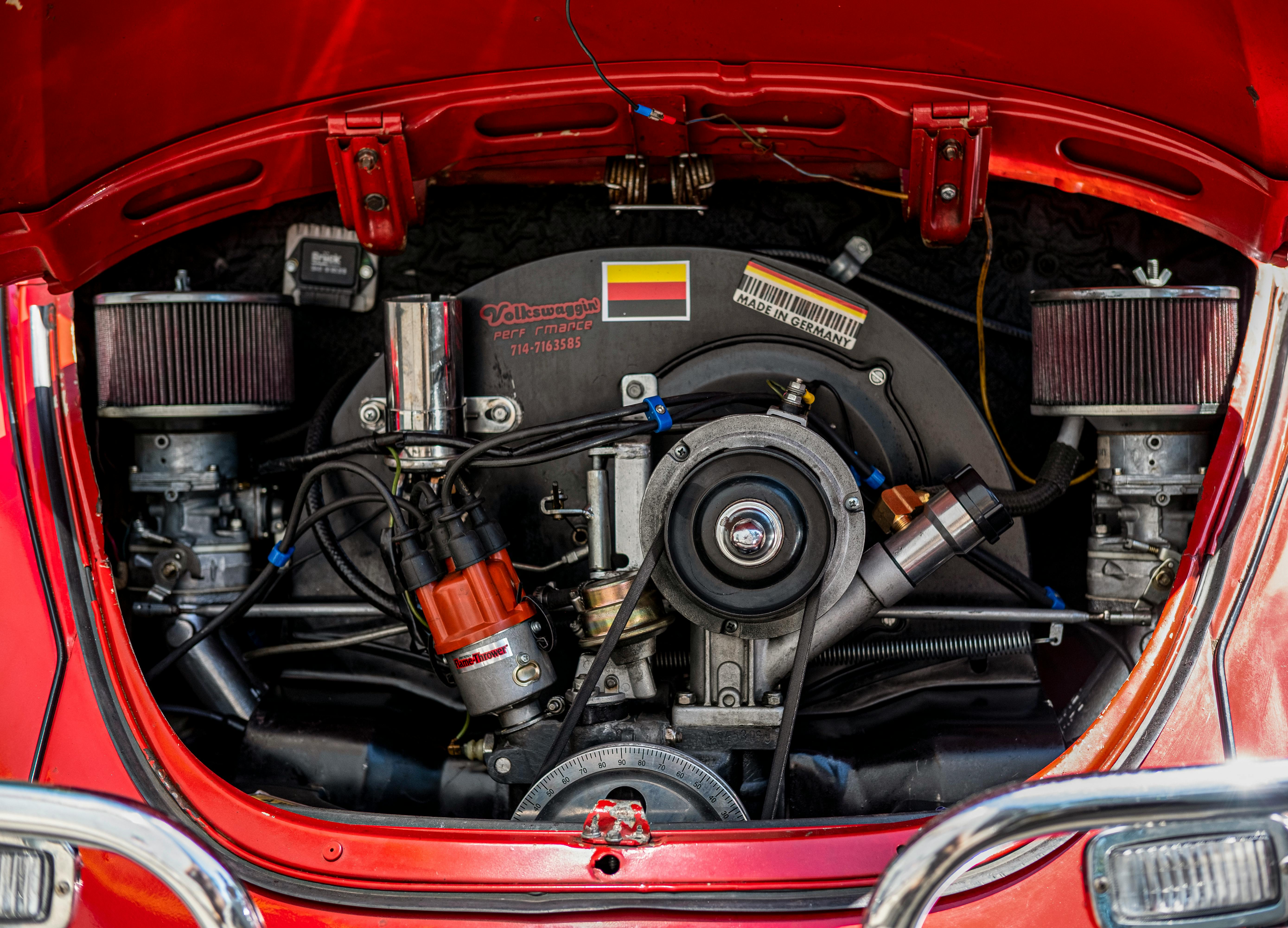 Black and Red Car Engine in Close Up Shot · Free Stock Photo