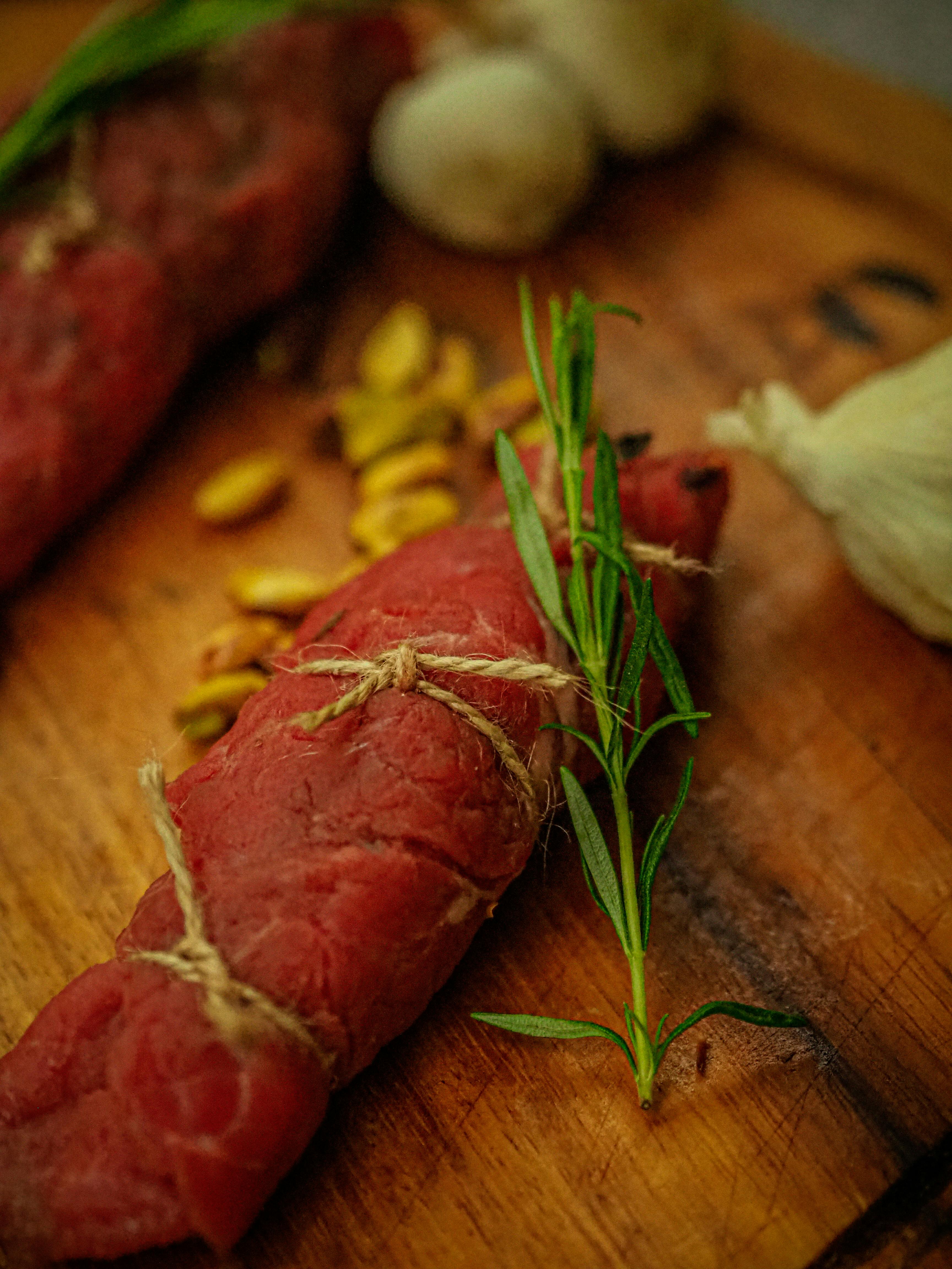 Flat Lay Photography of Slice of Meat on Top of Chopping Board ...