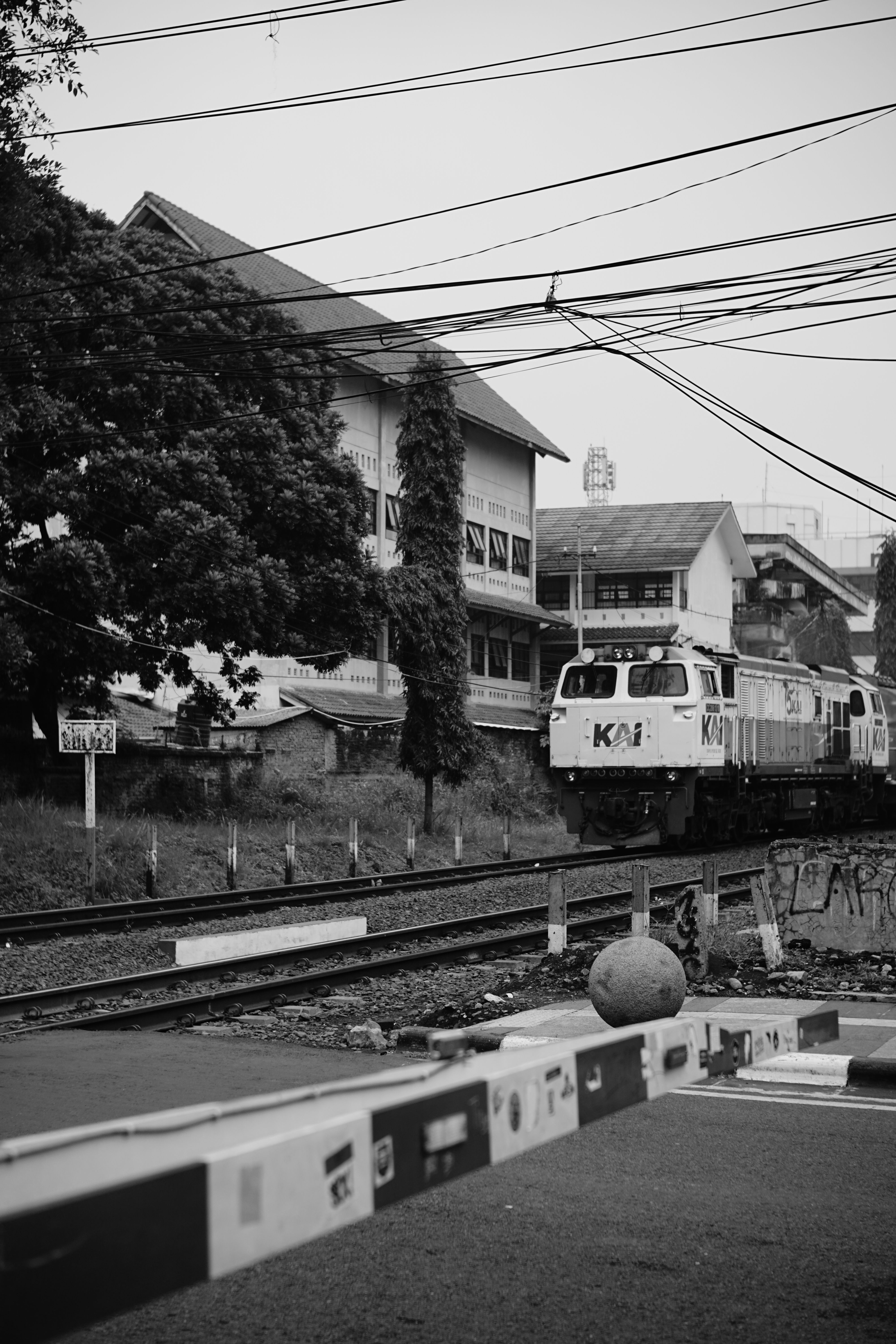 Grayscale Photo of Train on Rail Tracks · Free Stock Photo