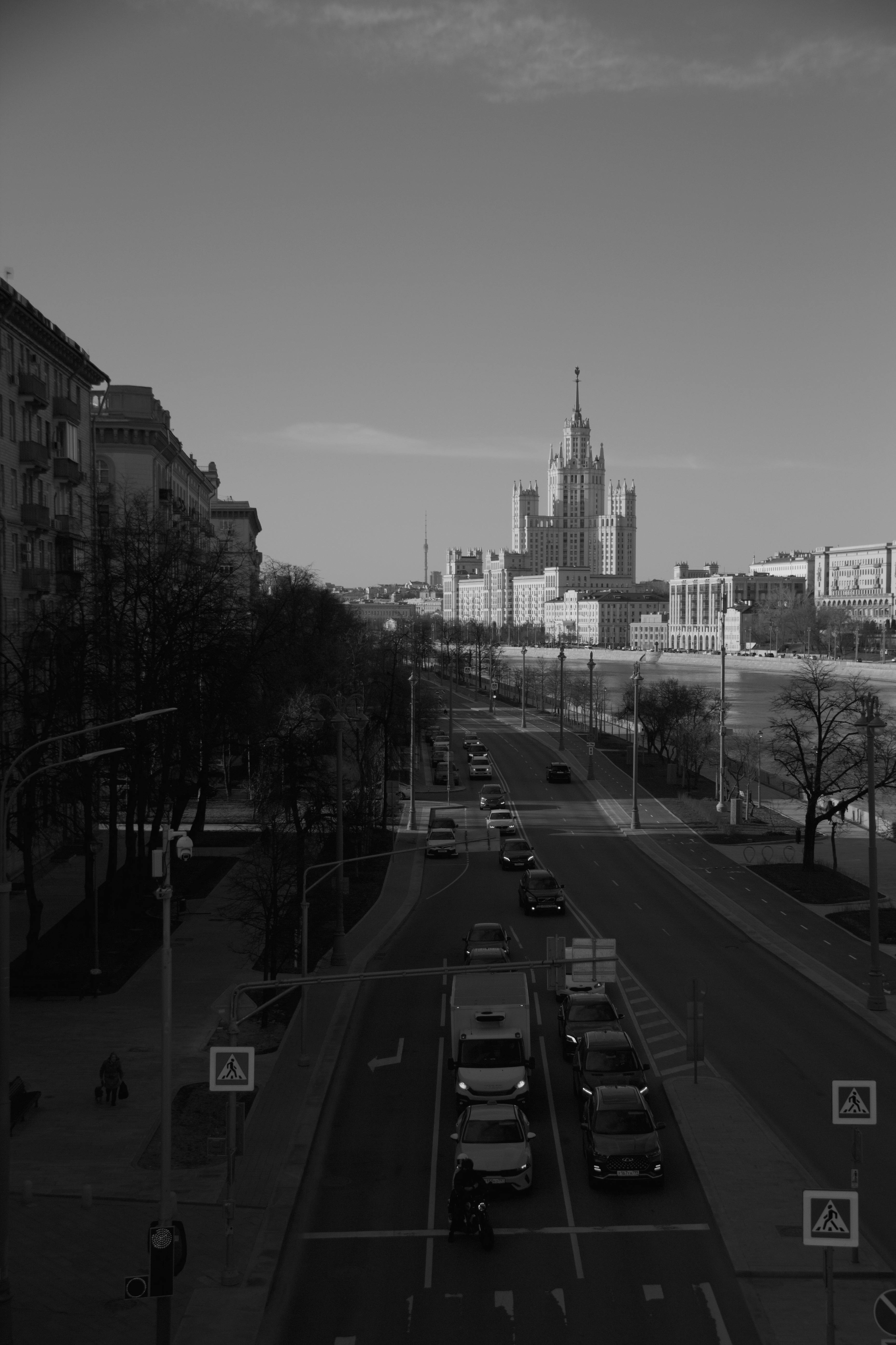 Grayscale Photo of Vehicles on the Road · Free Stock Photo