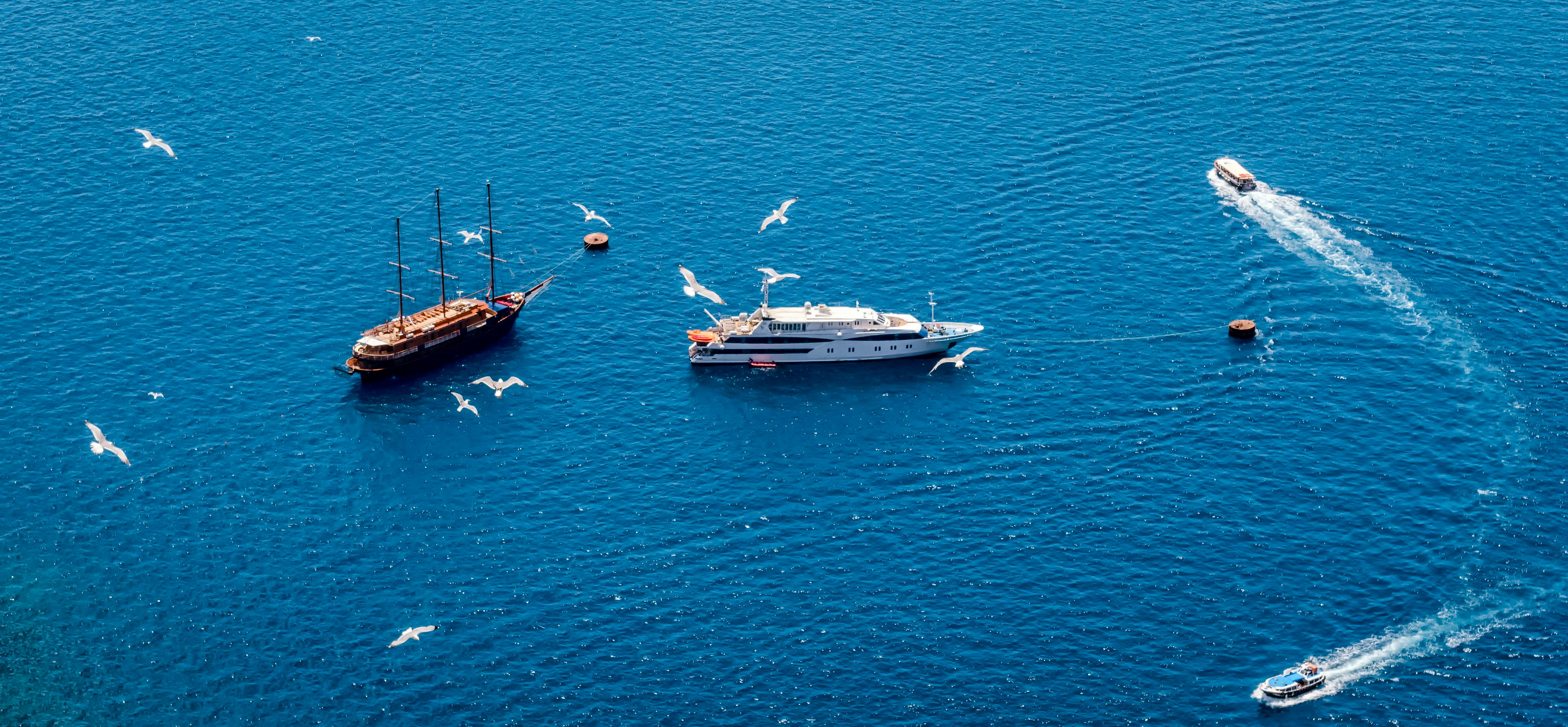 Free stock photo of aerial photography, boats, sea