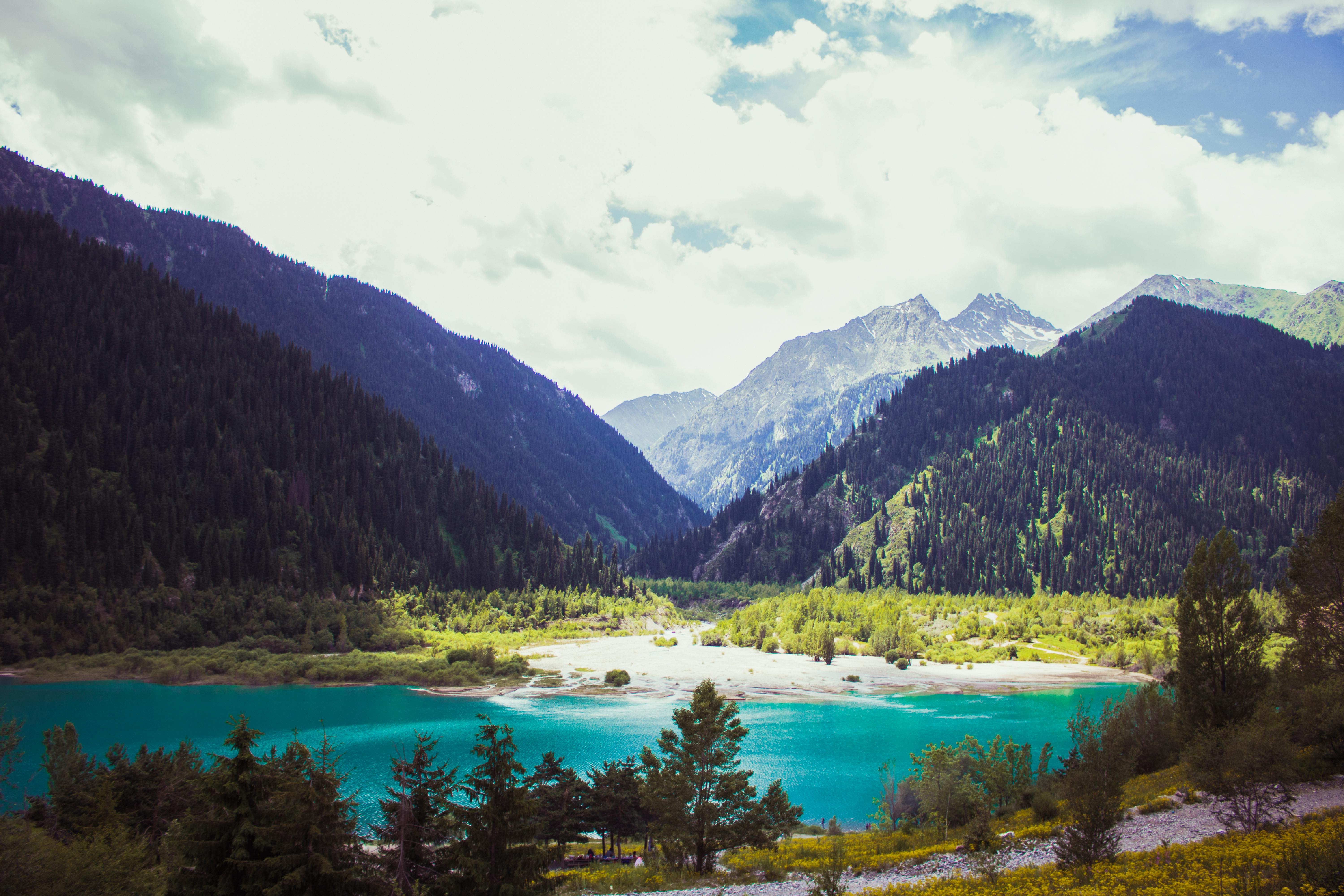 Birds Eye View of Lake Surround Mountains · Free Stock Photo
