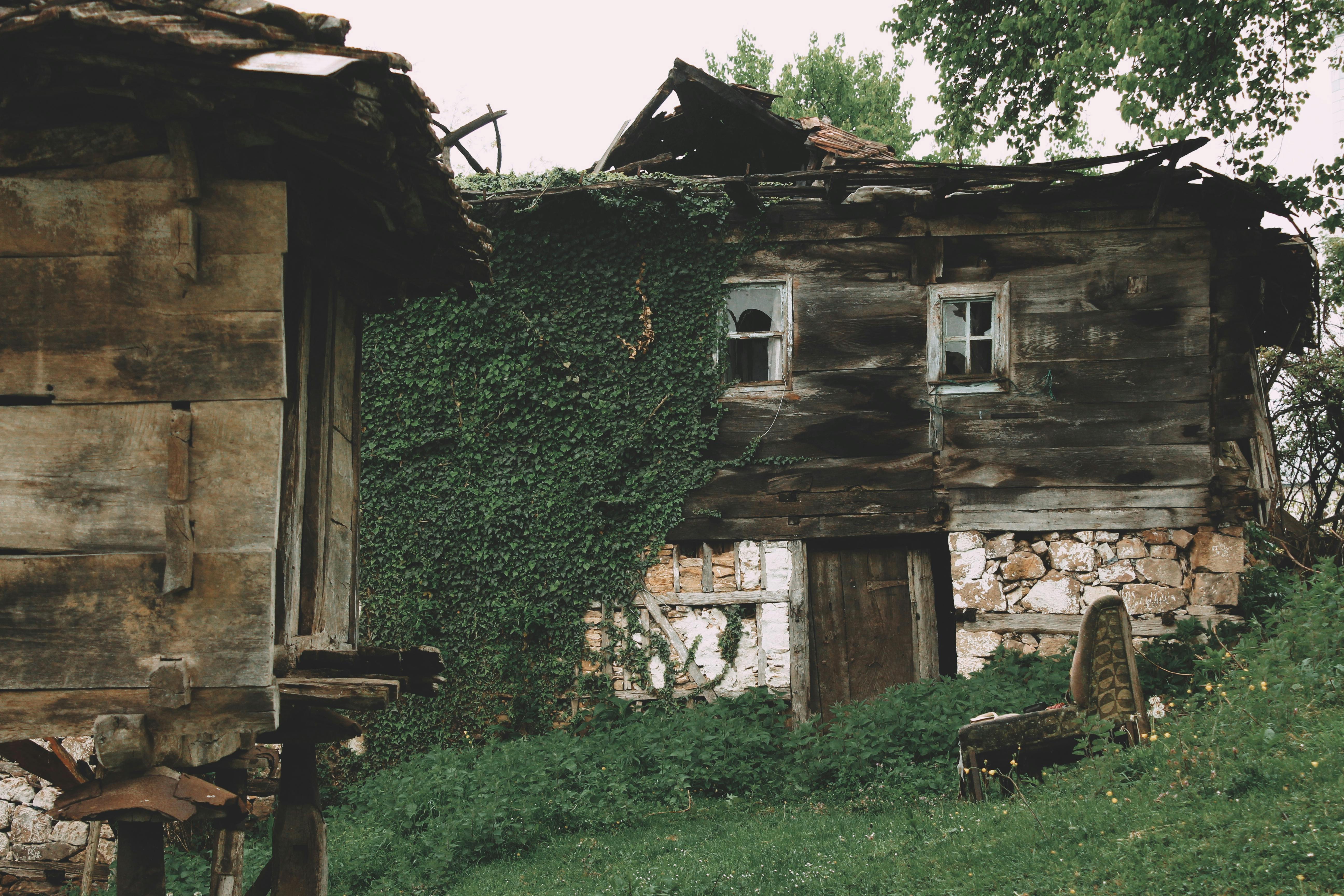 Abandoned Houses on Grass Field · Free Stock Photo