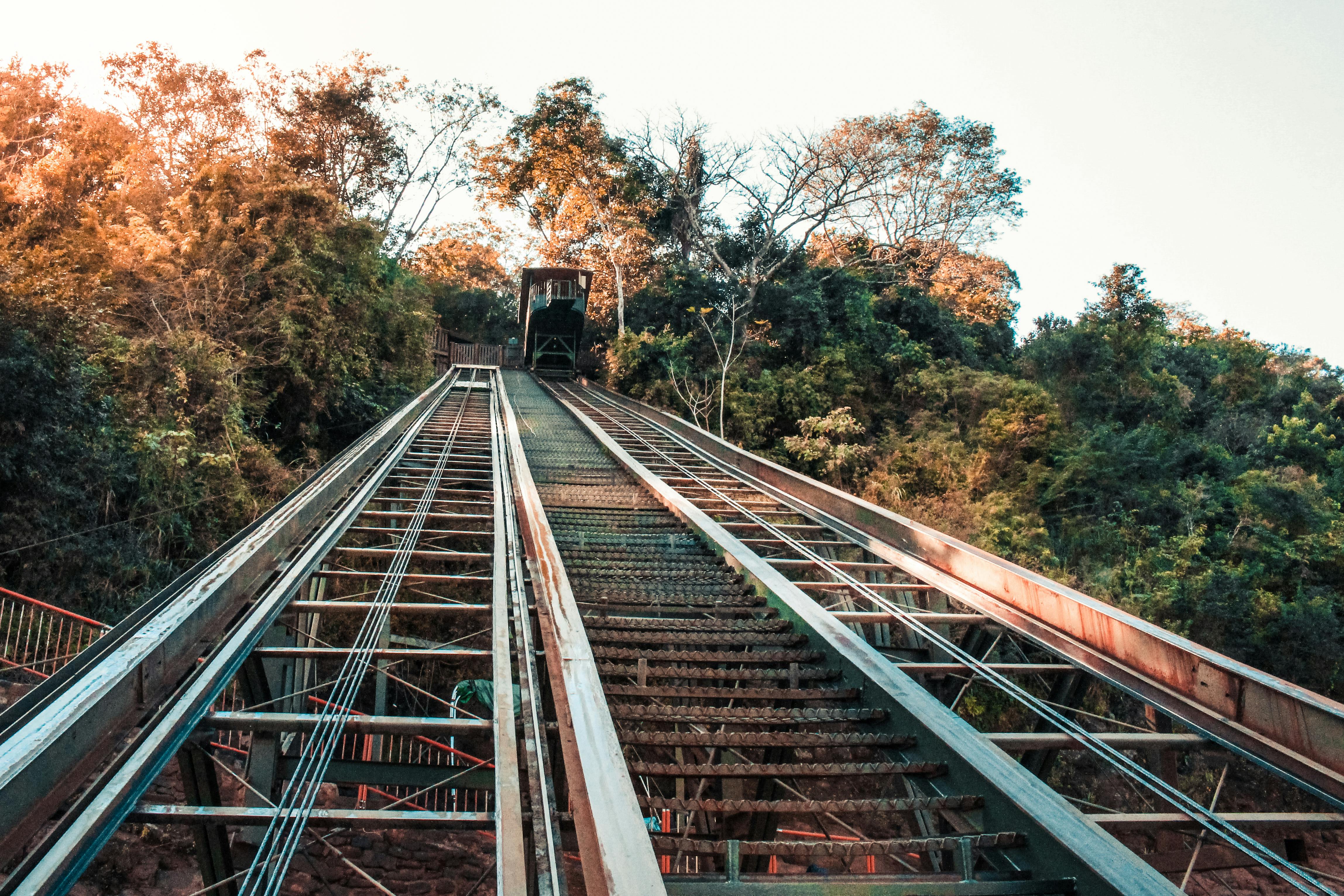 Woman Walking on a Train Rail · Free Stock Photo
