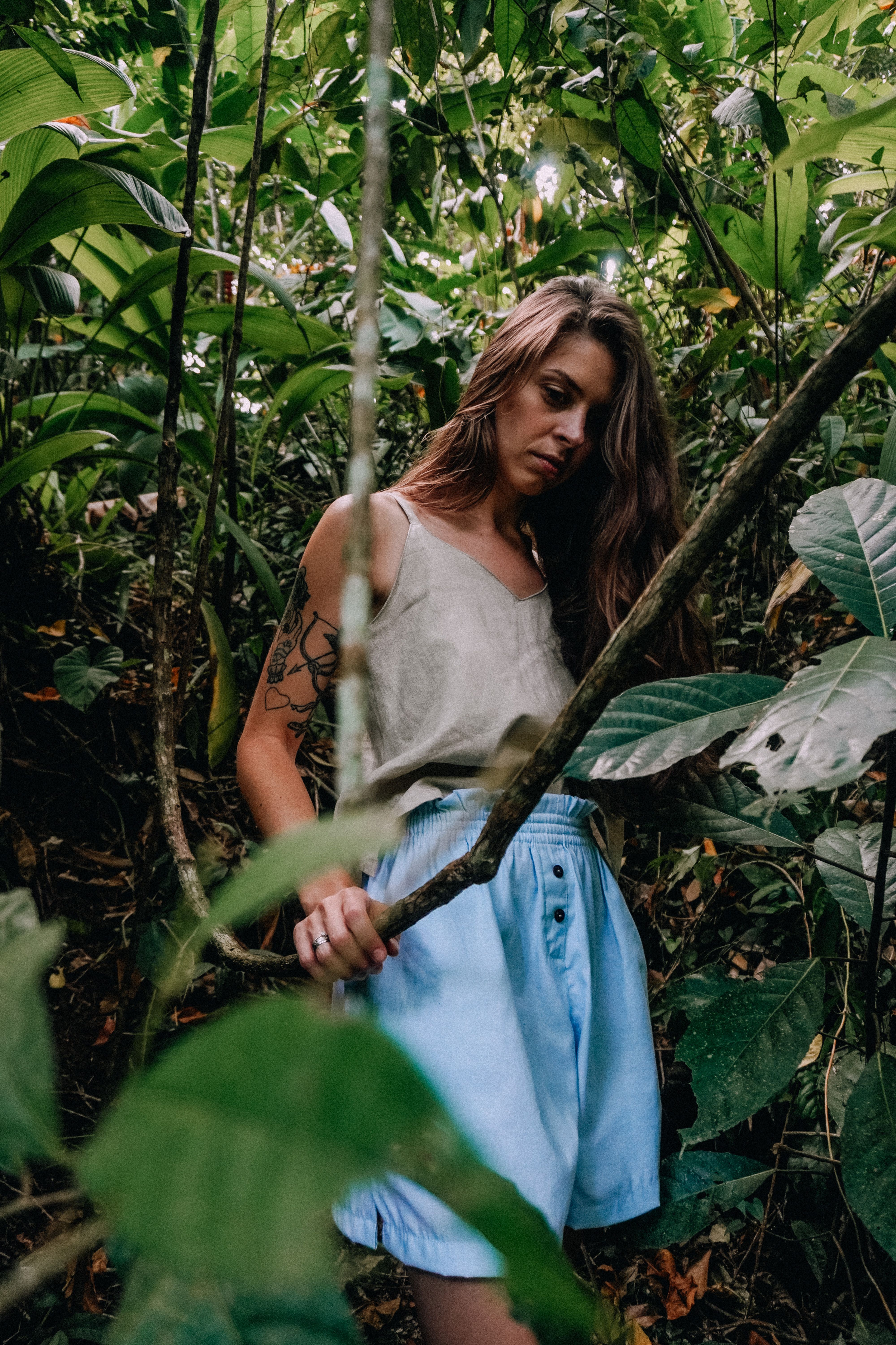Woman in White Floral Dress Posing in the Jungle · Free Stock Photo