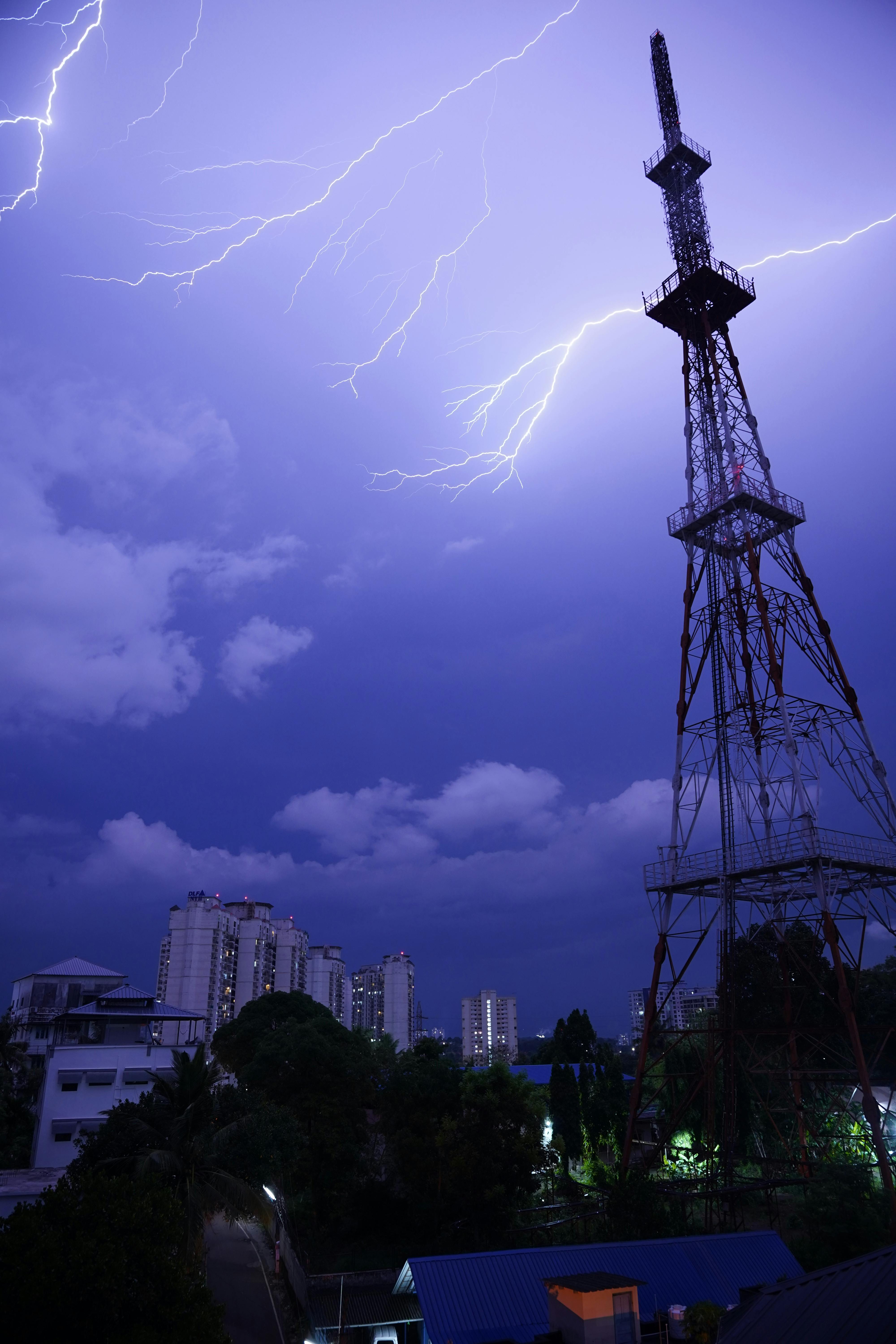 A Lightning Bolt Shaped Neon Sign · Free Stock Photo
