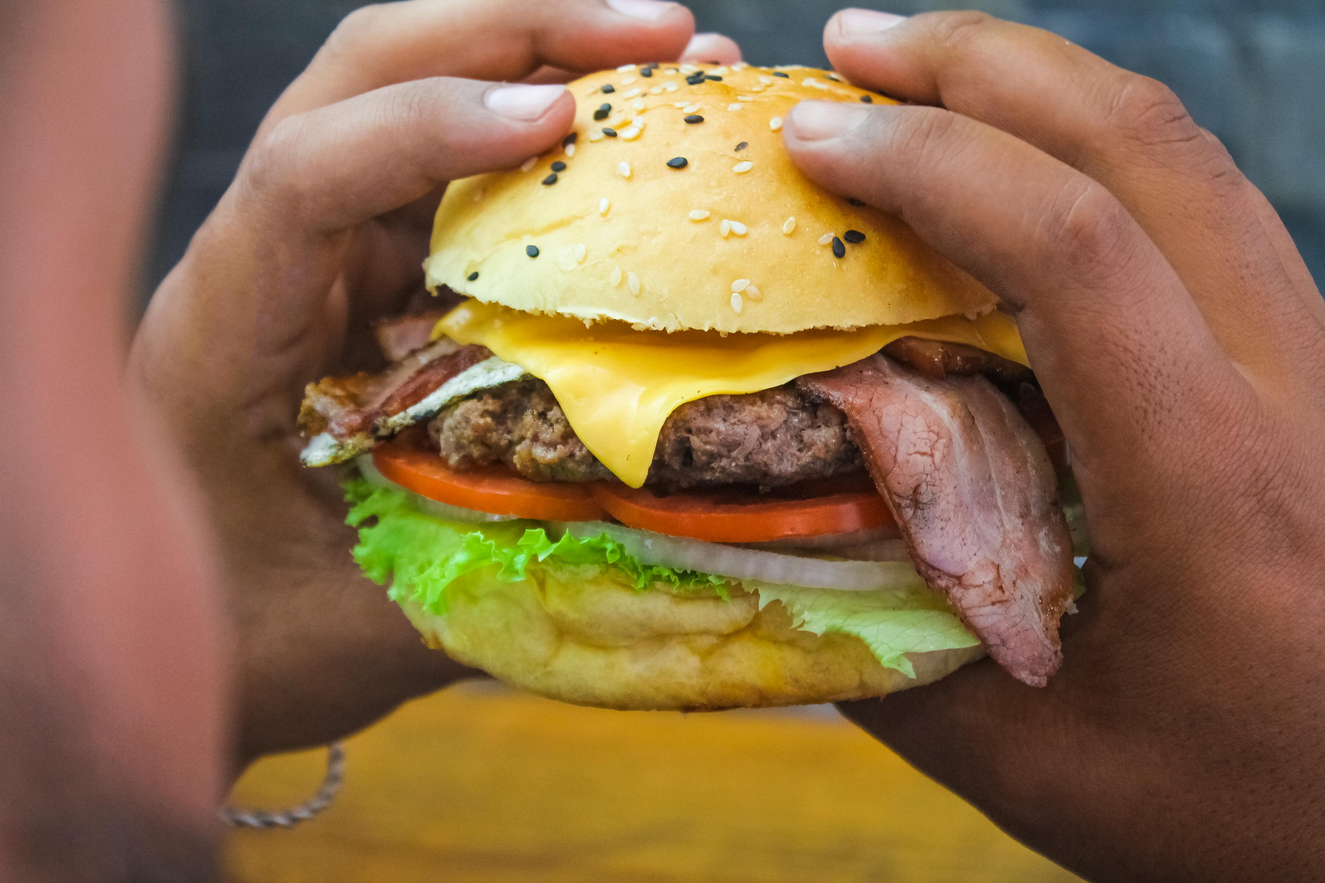 Close-Up Shot of a Cheeseburger · Free Stock Photo