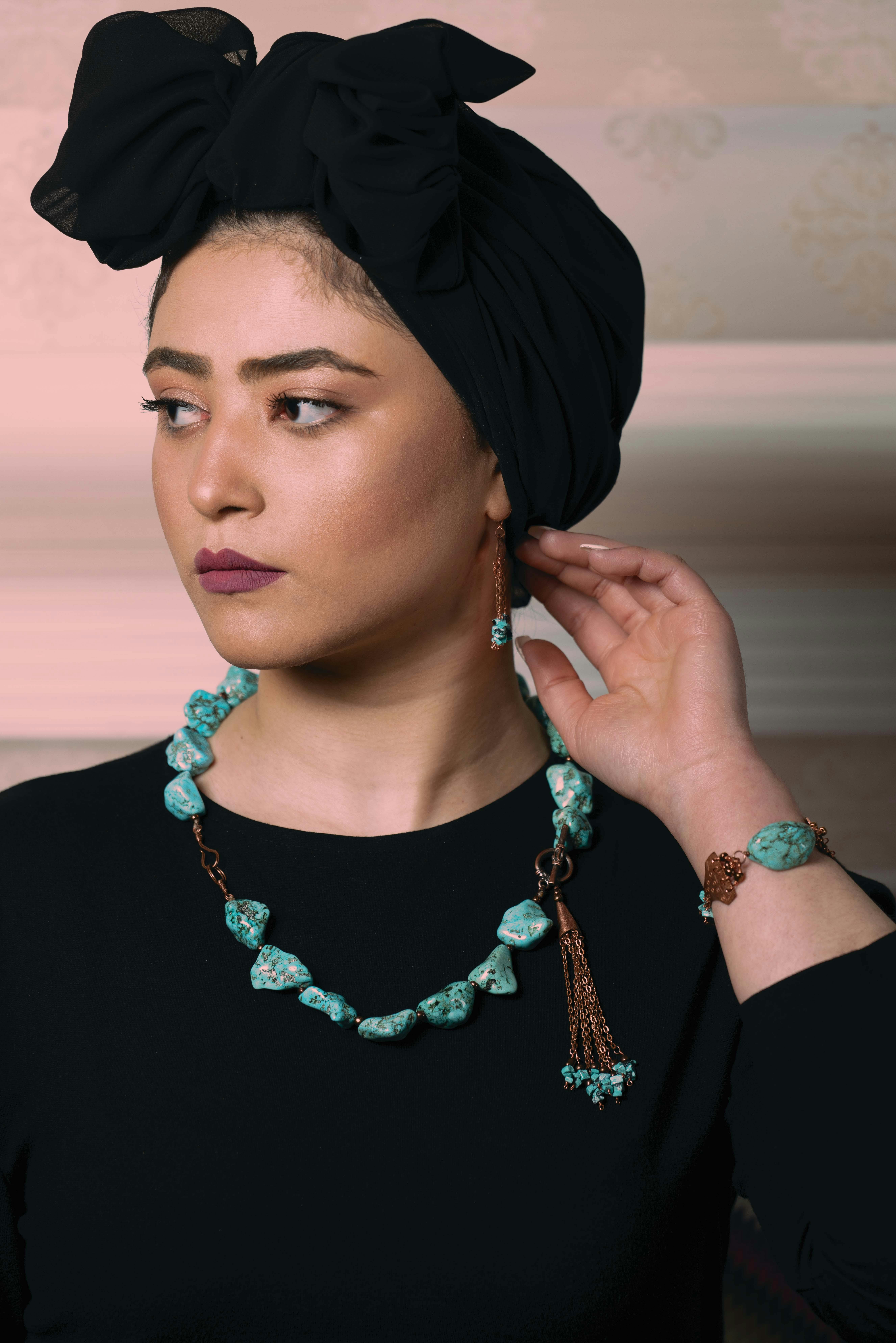 Woman in Black Headscarf and Black Top · Free Stock Photo