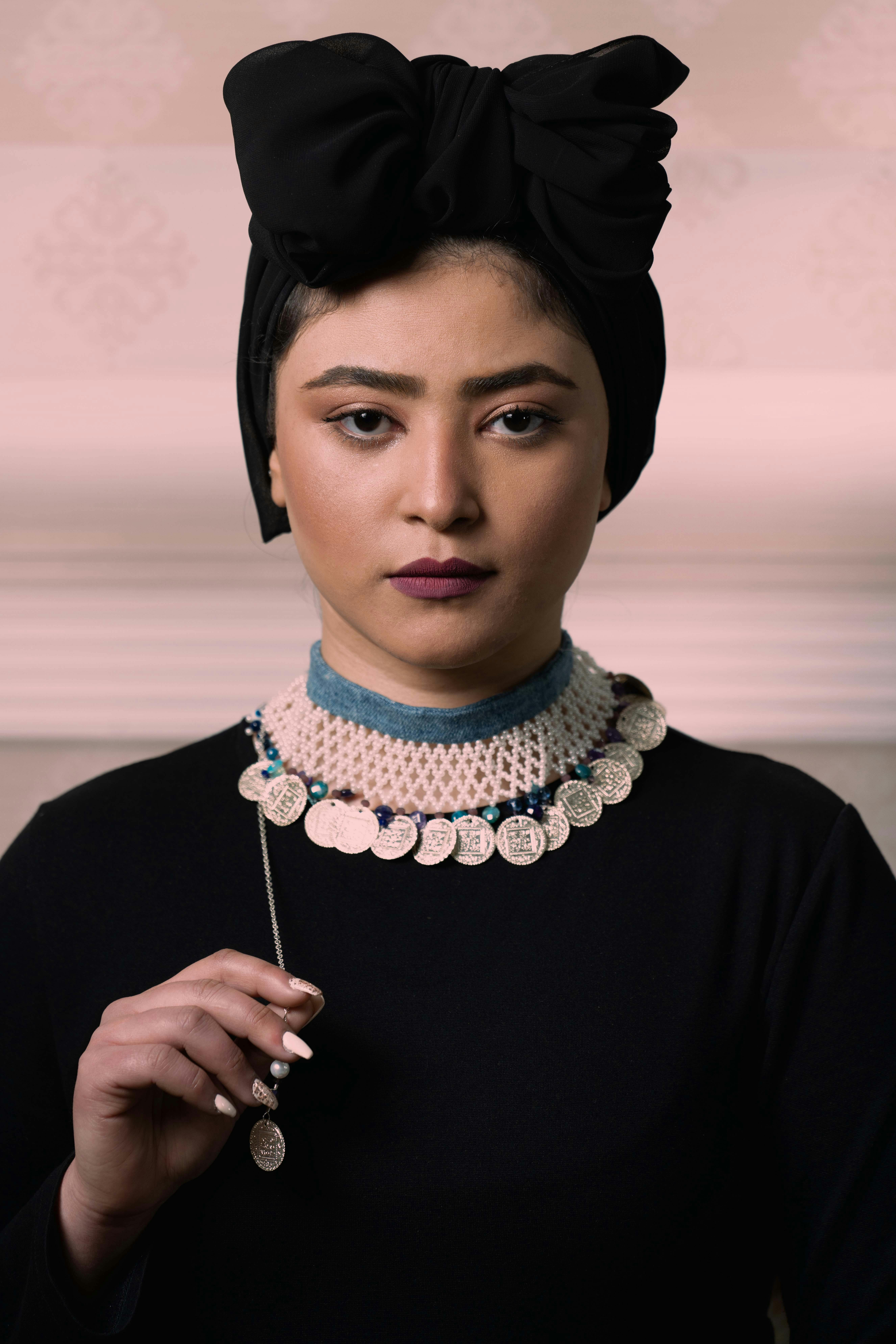 Woman Wearing Black Headscarf and Black Top · Free Stock Photo